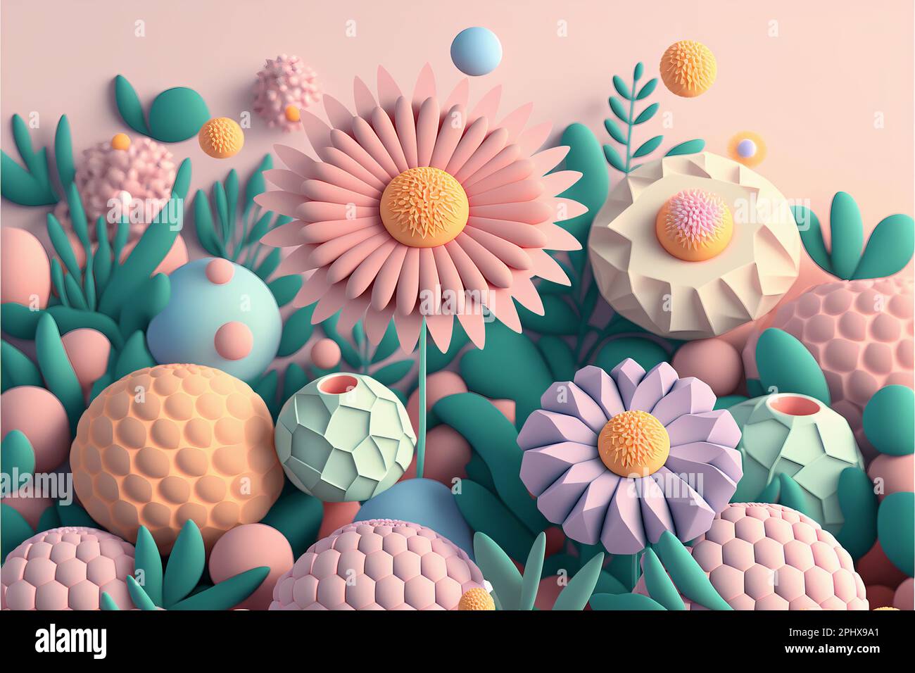 3d floral craft wallpaper. orange, rose, green and yellow flowers in ...