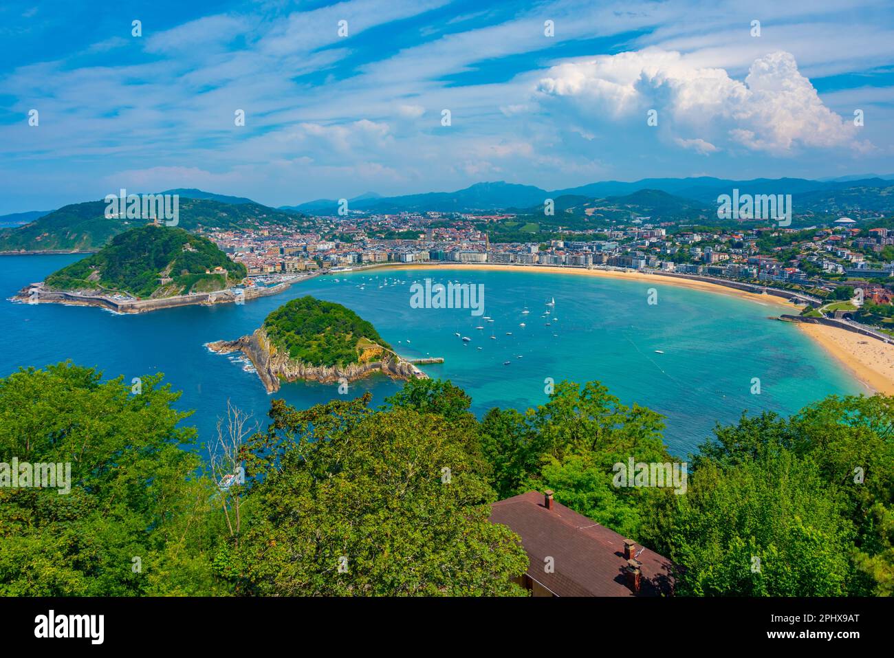 Panorama view of San Sebastian from Monte Igueldo, Spain Stock Photo ...