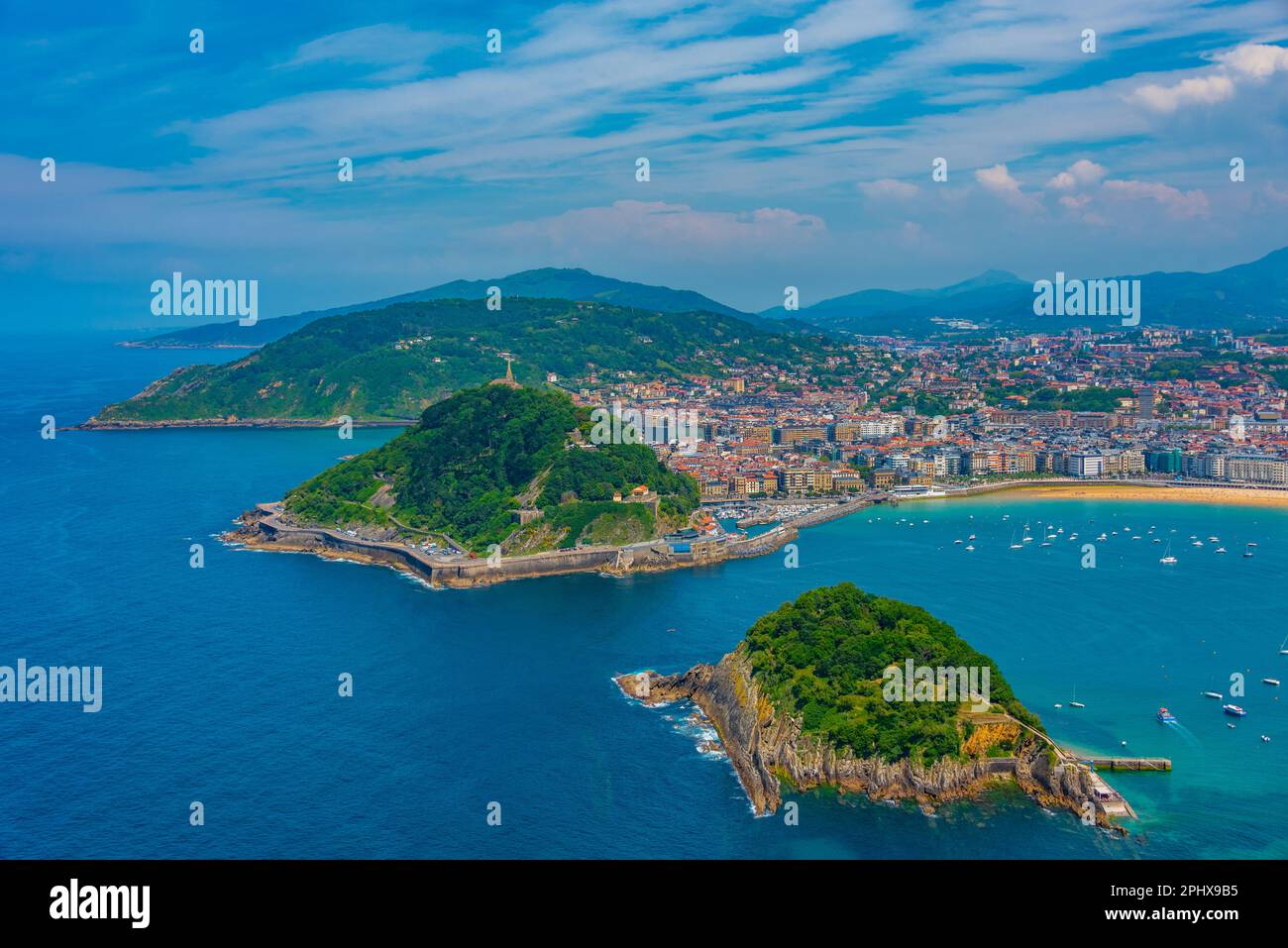 Panorama view of San Sebastian from Monte Igueldo, Spain Stock Photo ...