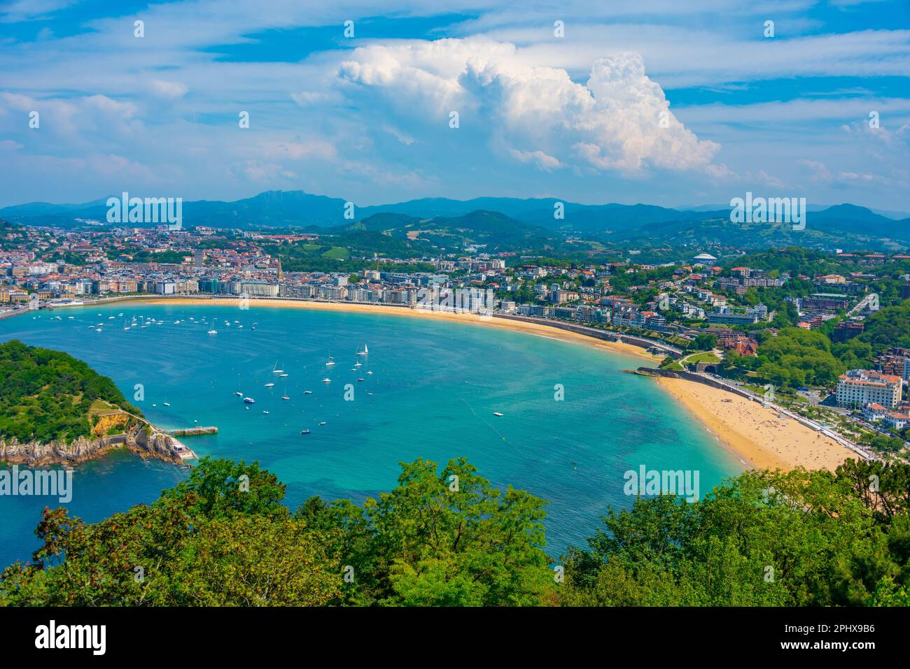 Panorama view of San Sebastian from Monte Igueldo, Spain Stock Photo ...