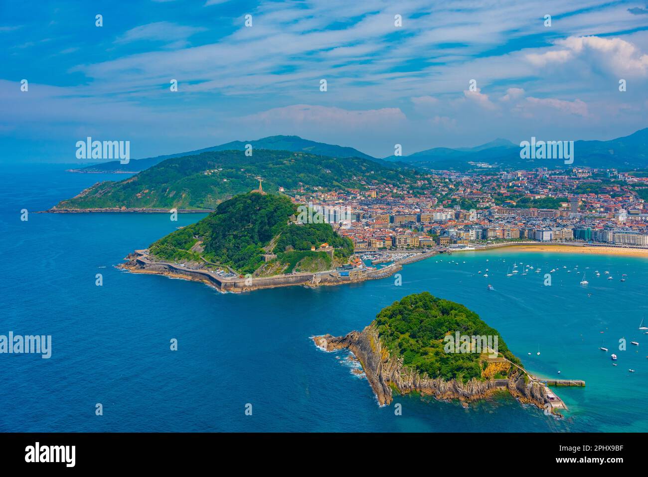 Panorama view of San Sebastian from Monte Igueldo, Spain Stock Photo ...