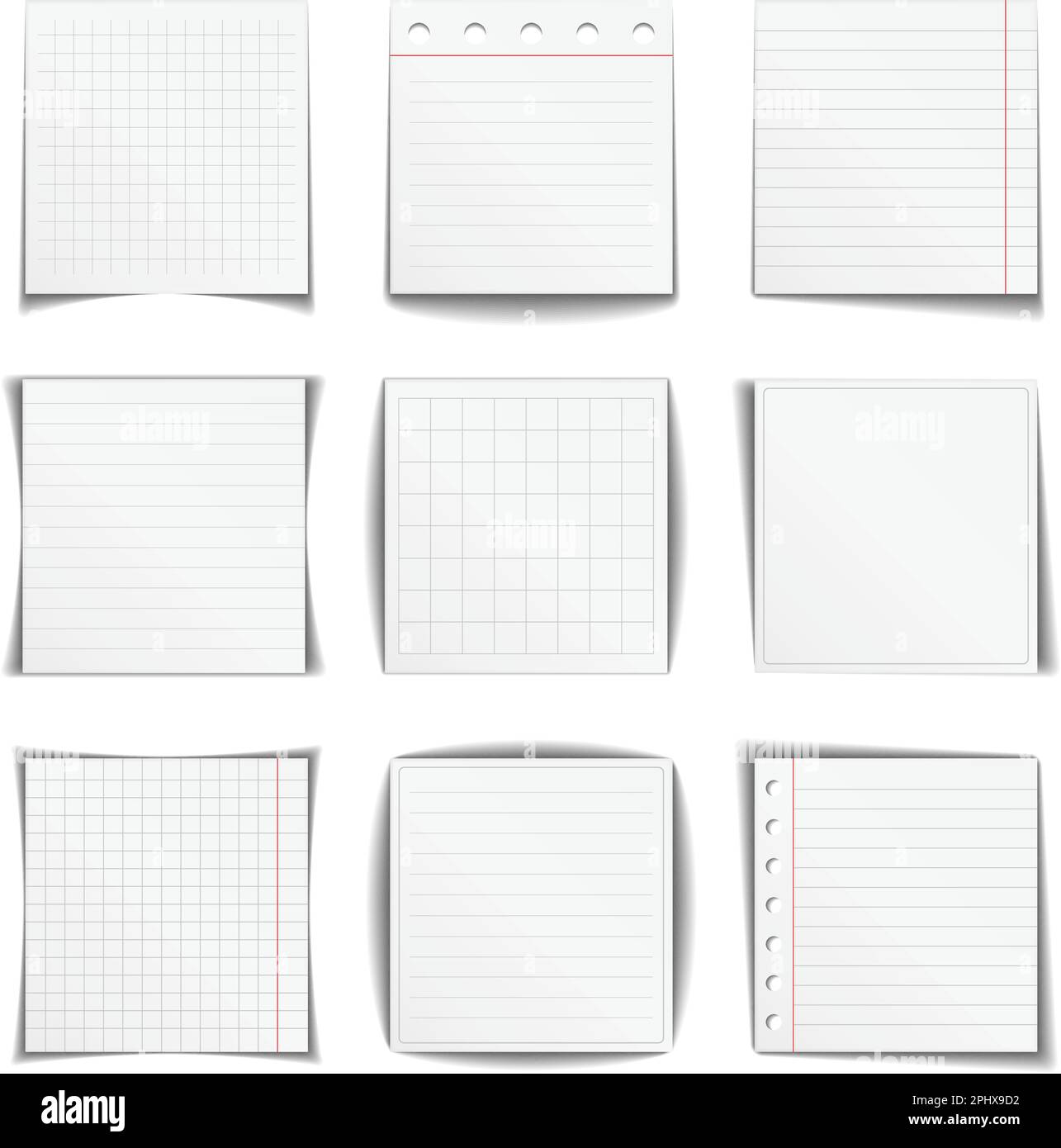 Set of blank papers with different shadows, vector eps10 illustration ...