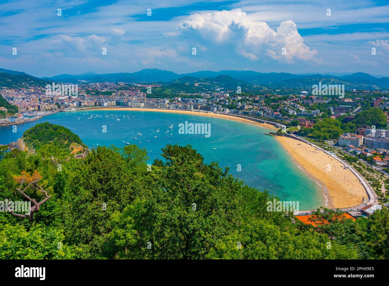 Panorama view of San Sebastian from Monte Igueldo, Spain Stock Photo ...