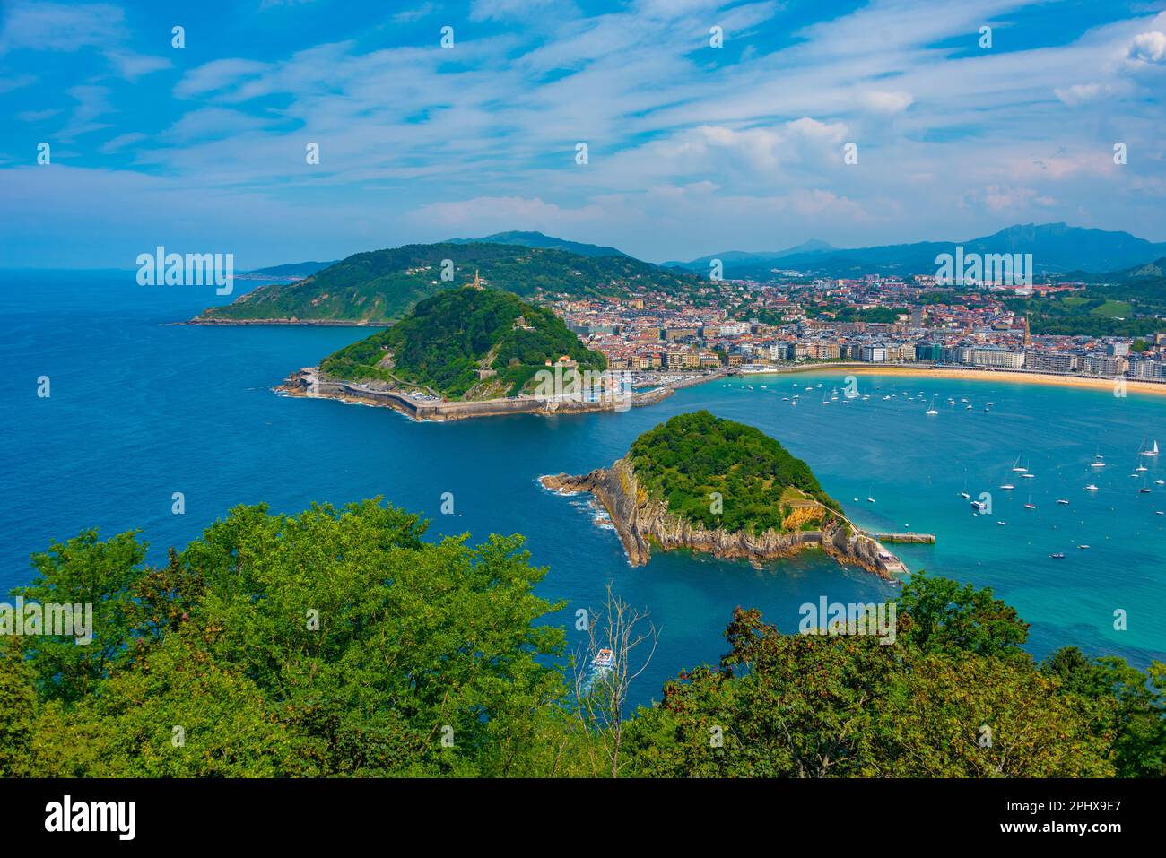 Panorama view of San Sebastian from Monte Igueldo, Spain Stock Photo ...