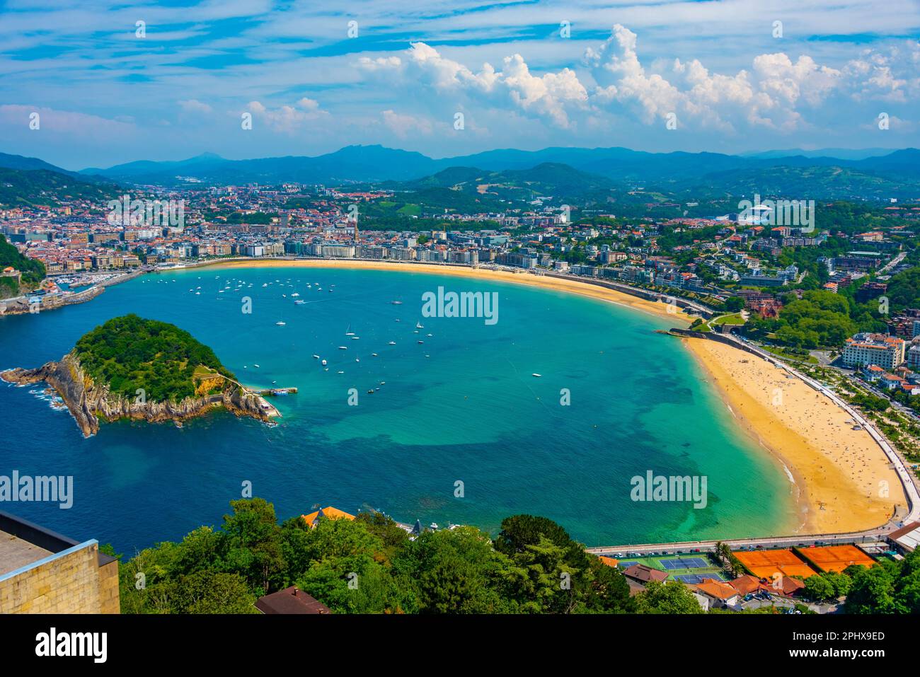 Panorama view of San Sebastian from Monte Igueldo, Spain Stock Photo ...