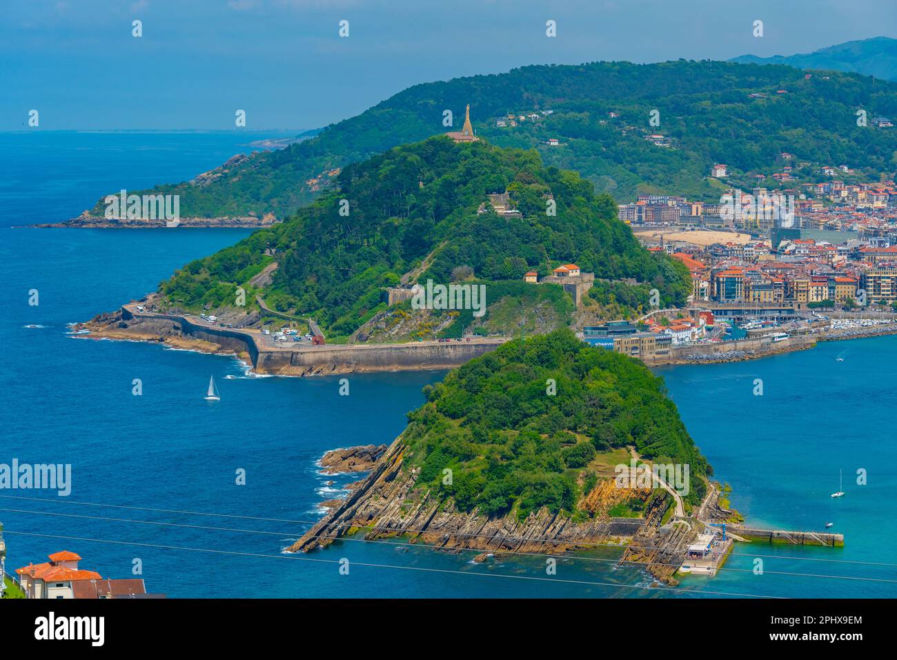 Panorama view of San Sebastian from Monte Igueldo, Spain Stock Photo ...