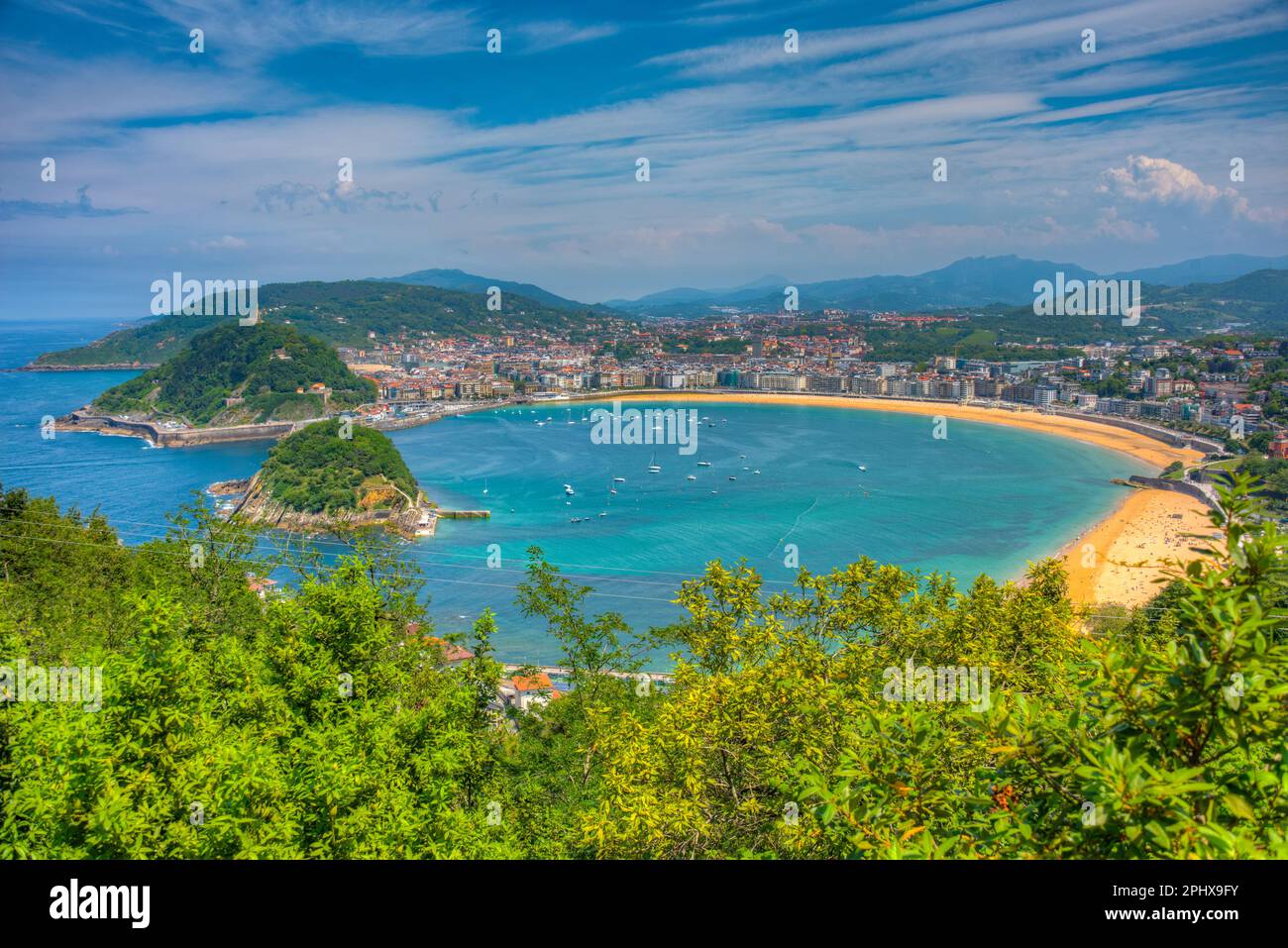 Panorama view of San Sebastian from Monte Igueldo, Spain Stock Photo ...