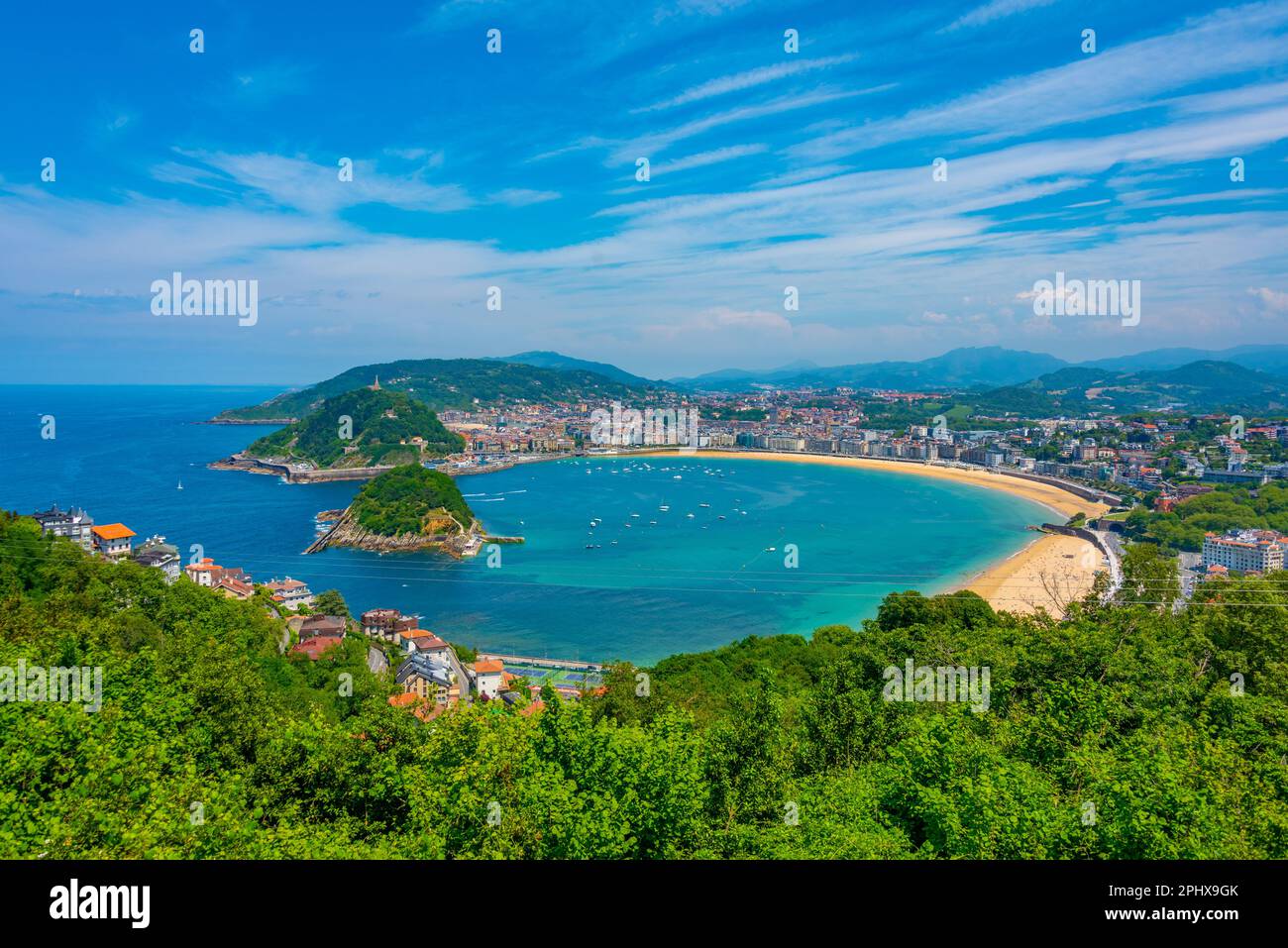 Panorama view of San Sebastian from Monte Igueldo, Spain Stock Photo ...