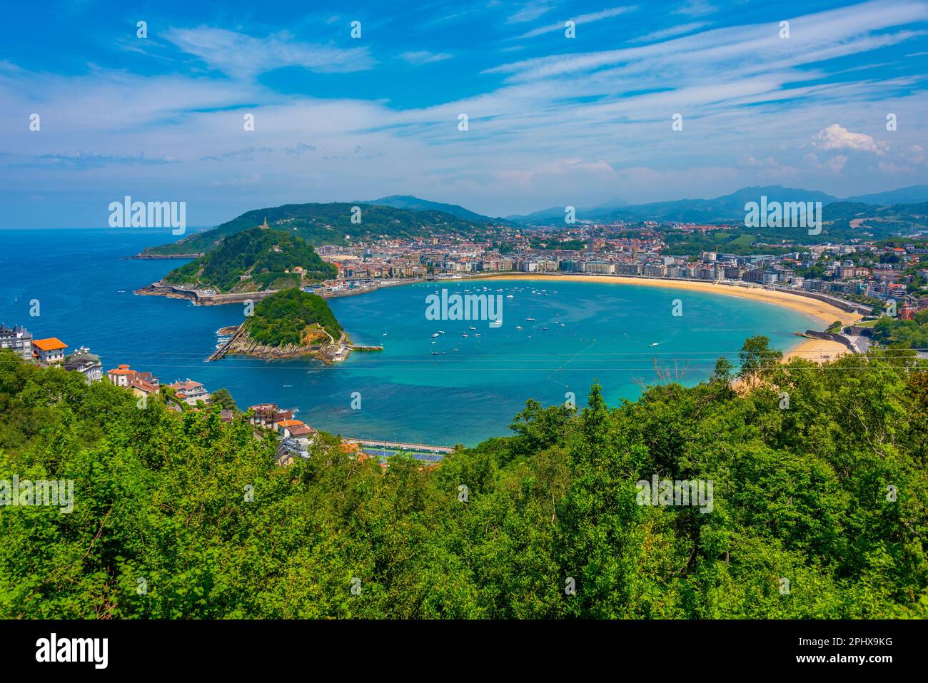 Panorama view of San Sebastian from Monte Igueldo, Spain Stock Photo ...