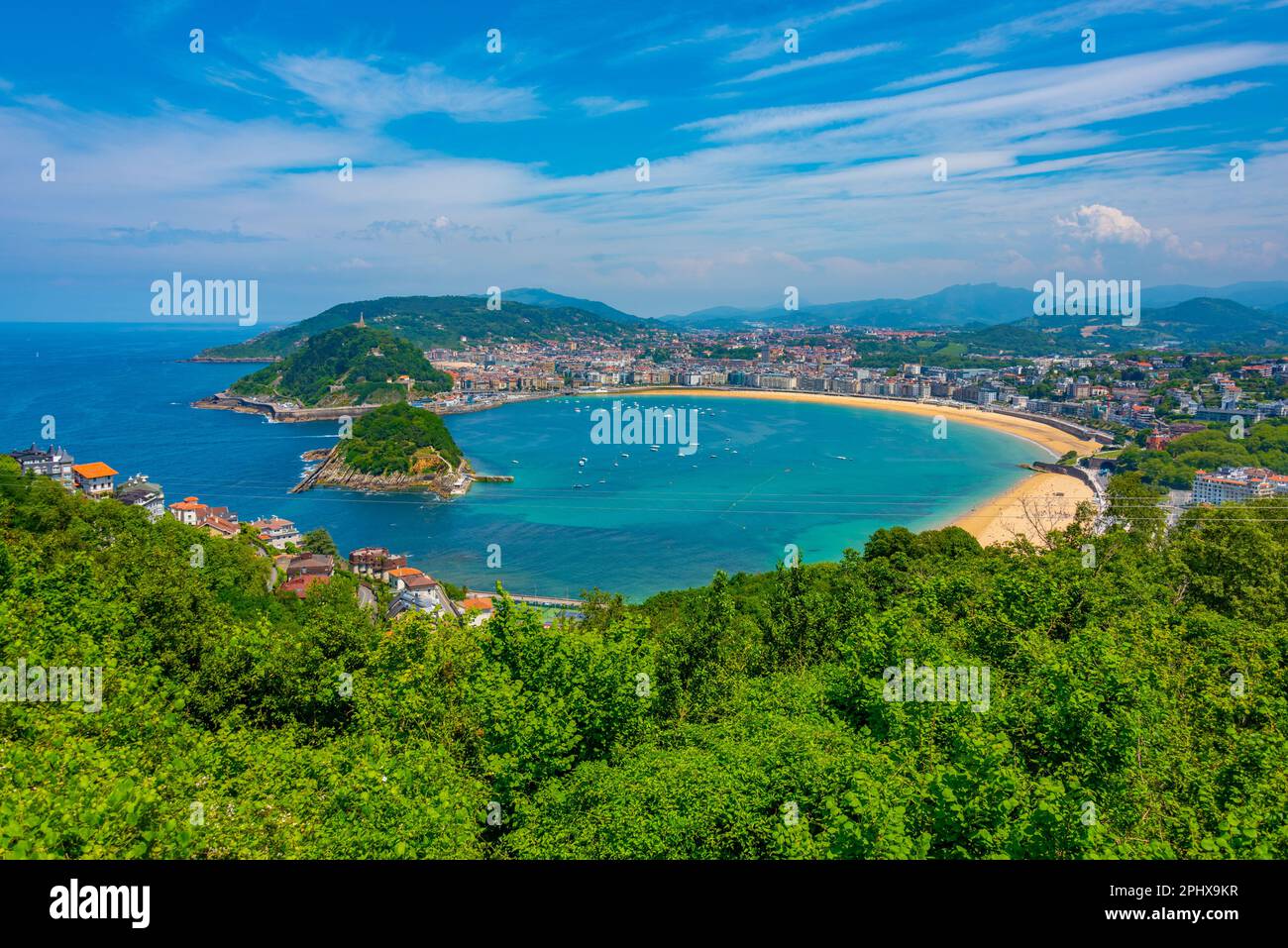 Panorama view of San Sebastian from Monte Igueldo, Spain Stock Photo ...