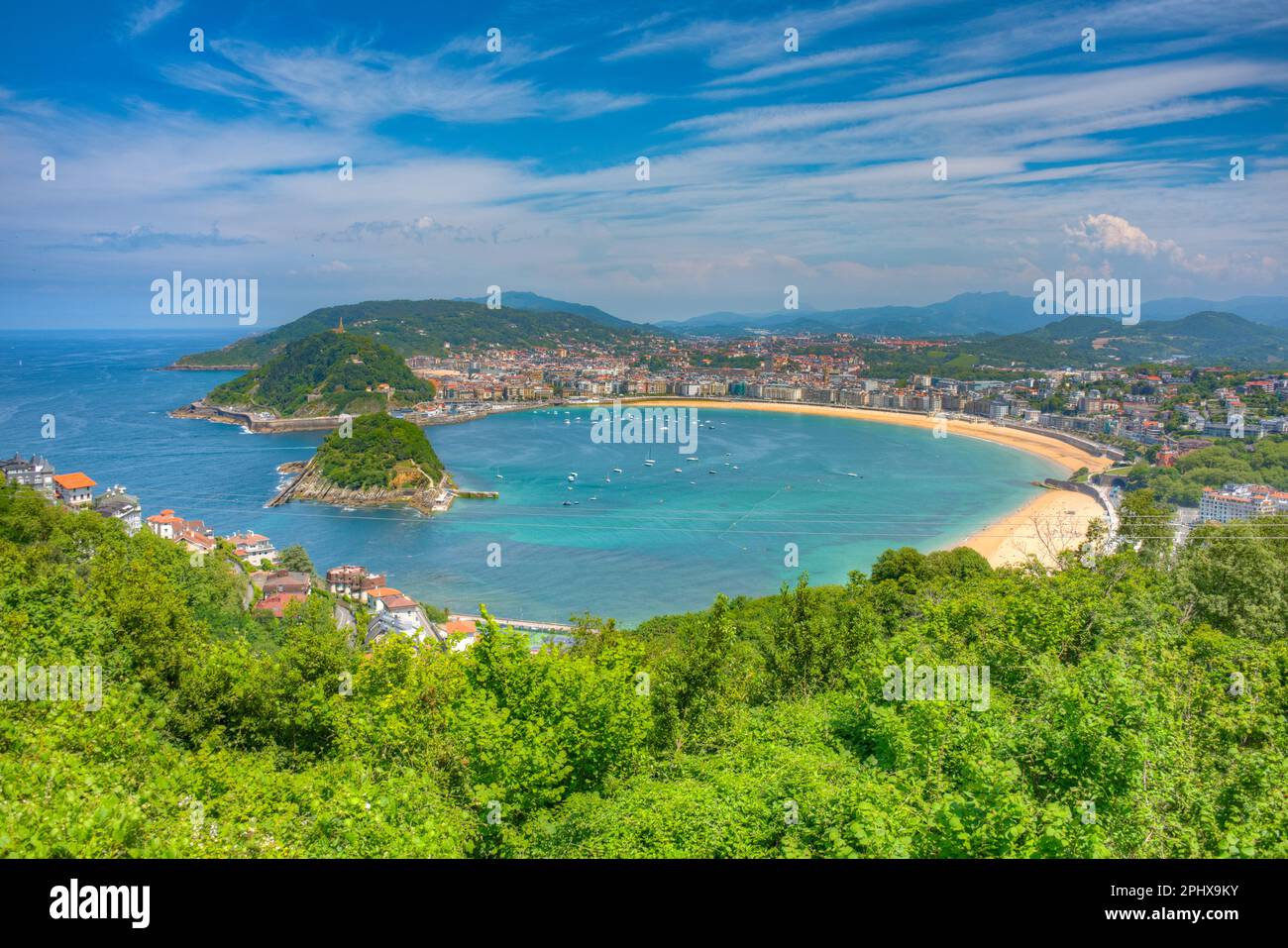 Panorama view of San Sebastian from Monte Igueldo, Spain Stock Photo ...