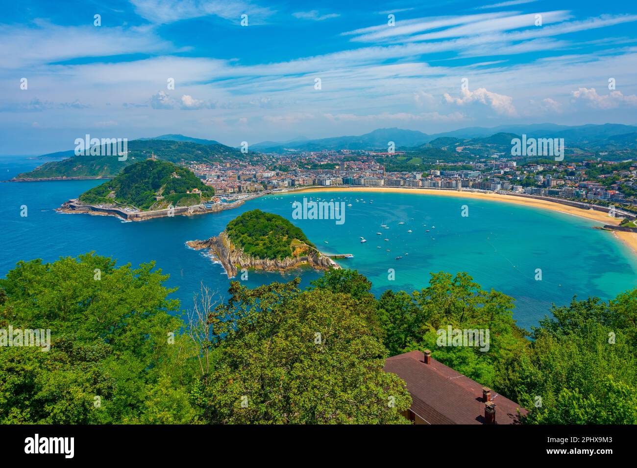 Panorama view of San Sebastian from Monte Igueldo, Spain Stock Photo ...
