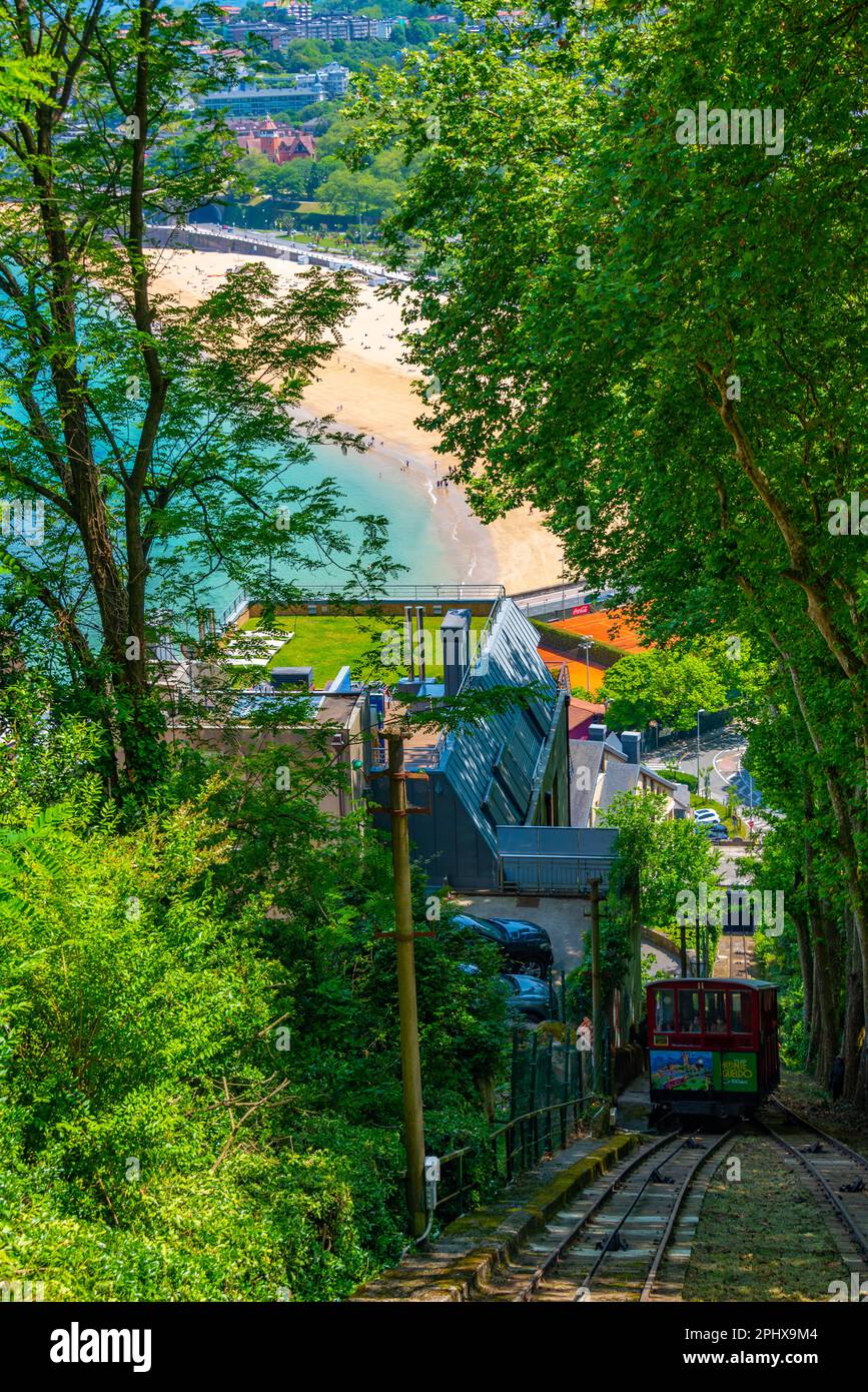 Funicular leading to Monte Igualdo in San Sebastian, Spain Stock Photo ...