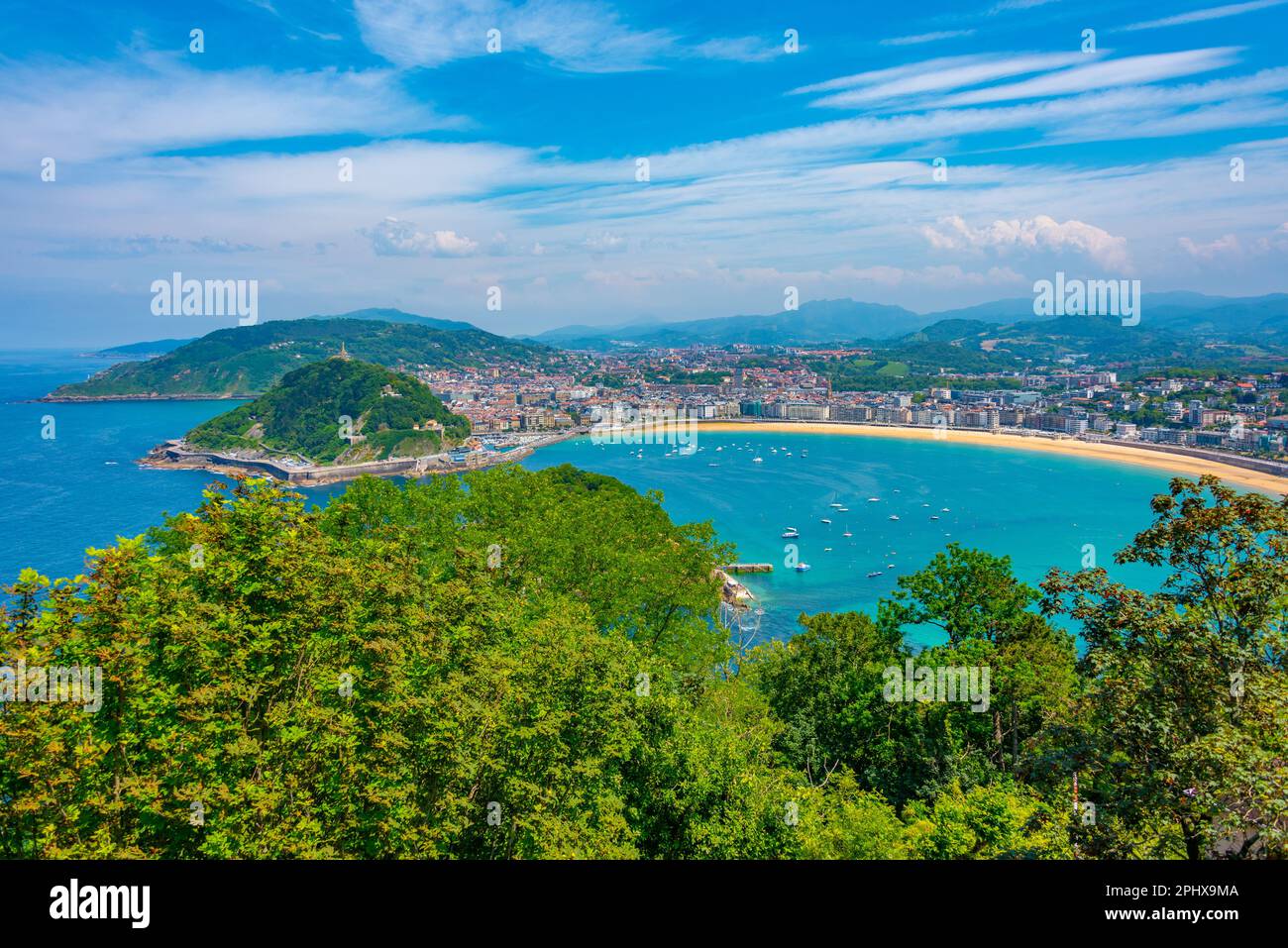 Panorama view of San Sebastian from Monte Igueldo, Spain Stock Photo ...