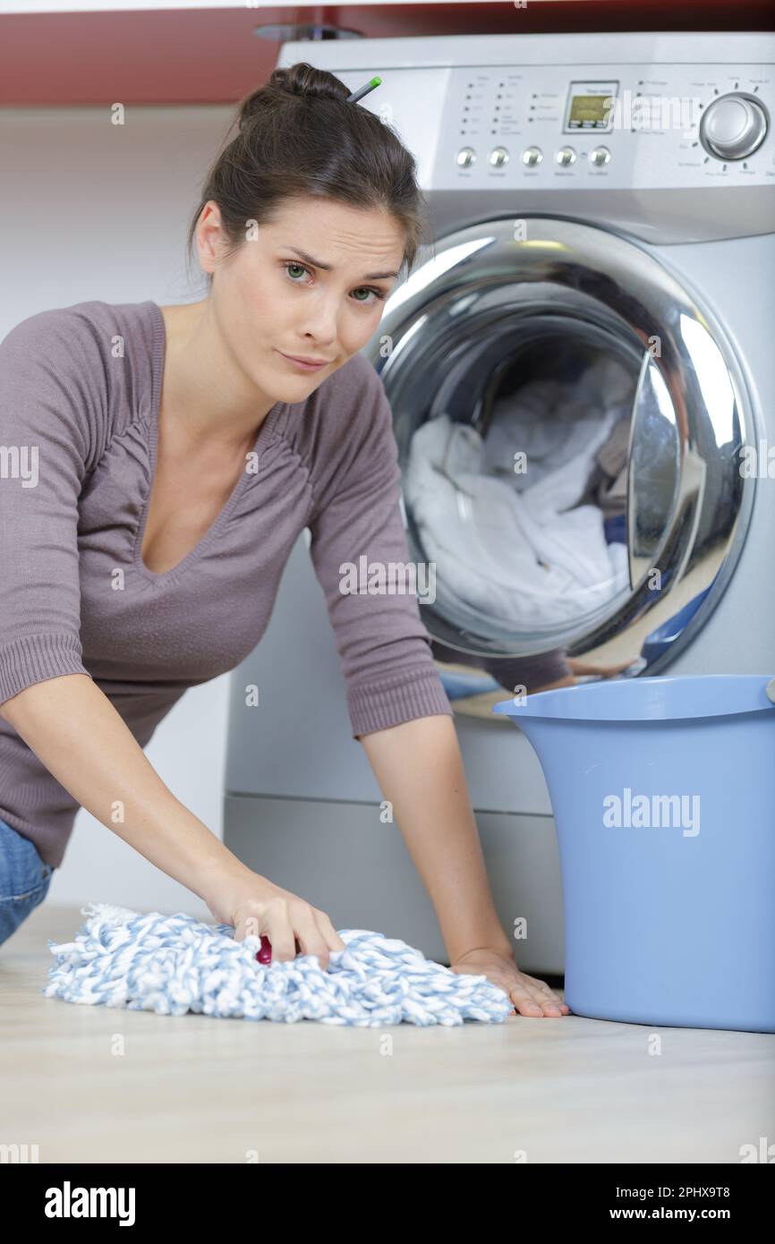 upset woman and housework and housekeeping concept Stock Photo - Alamy
