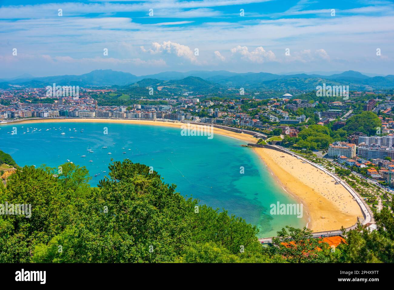 Panorama view of San Sebastian from Monte Igueldo, Spain Stock Photo ...