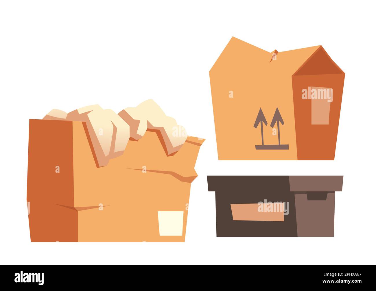 Cardboard boxes set, paper containers for freight and goods ...