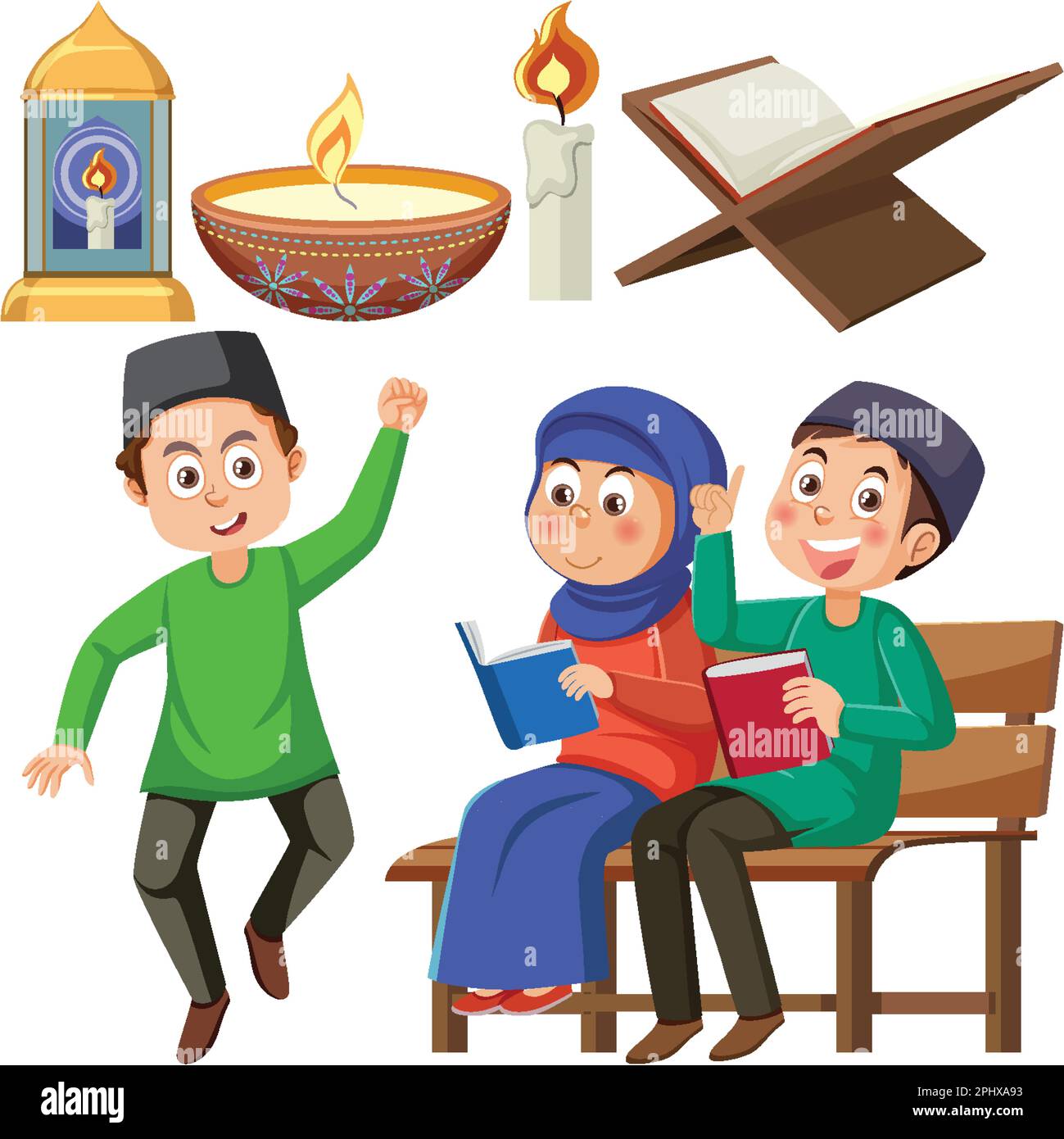 Diverse Muslim Cartoon Characters Set illustration Stock Vector Image ...