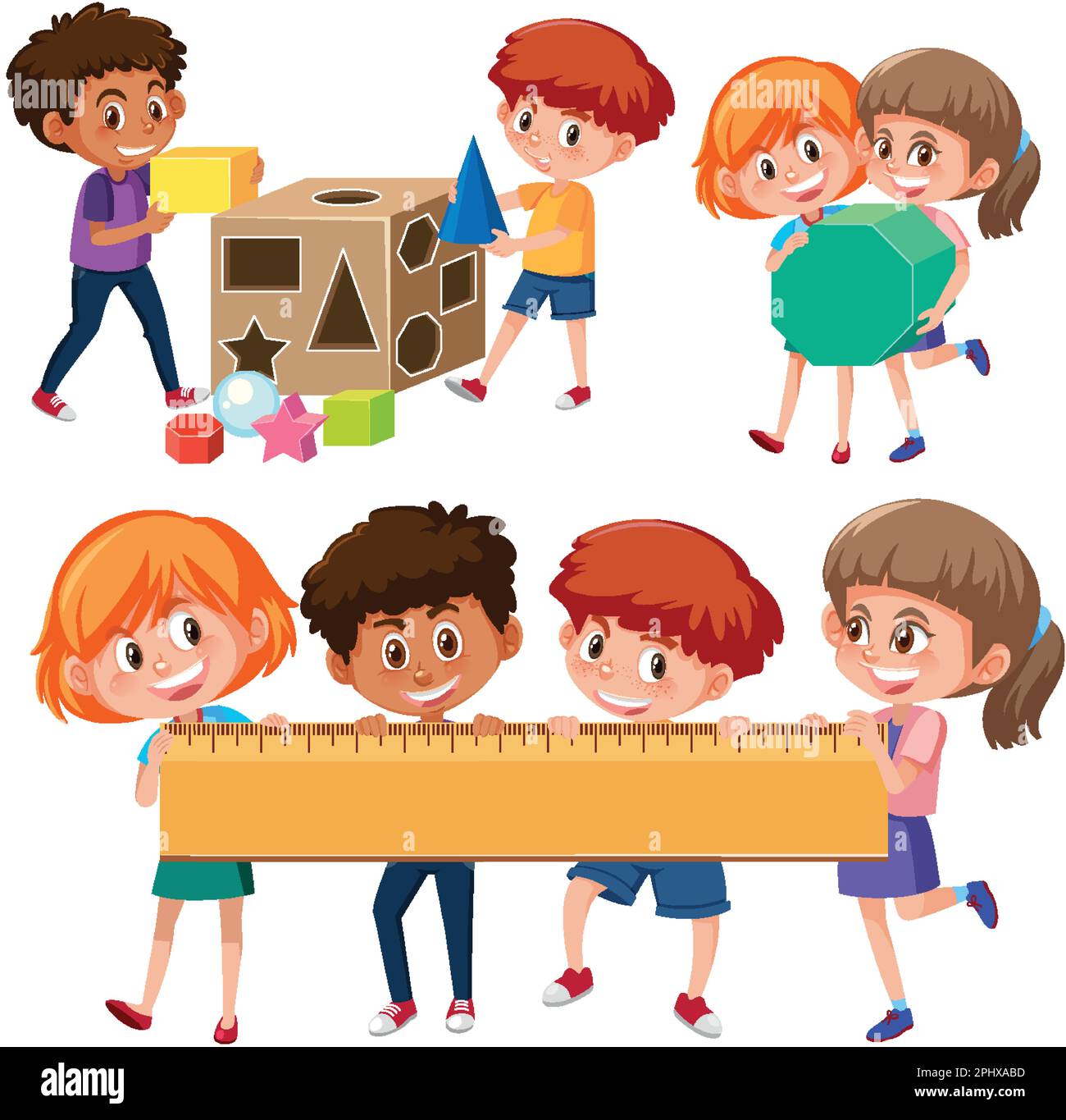 Set of children cartoon character learning tools illustration Stock ...