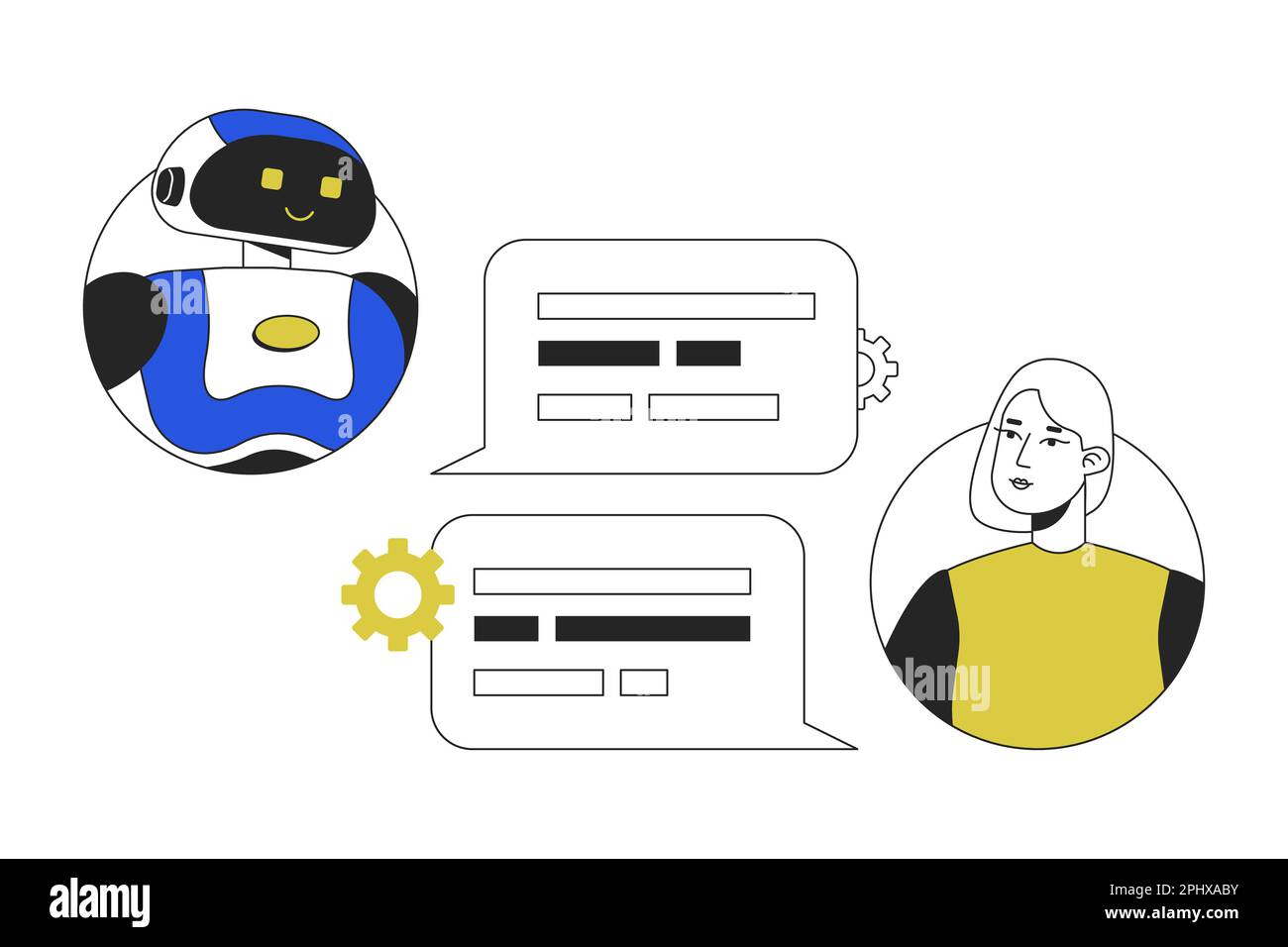 Conversational AI chatbot line concept vector spot illustration Stock ...