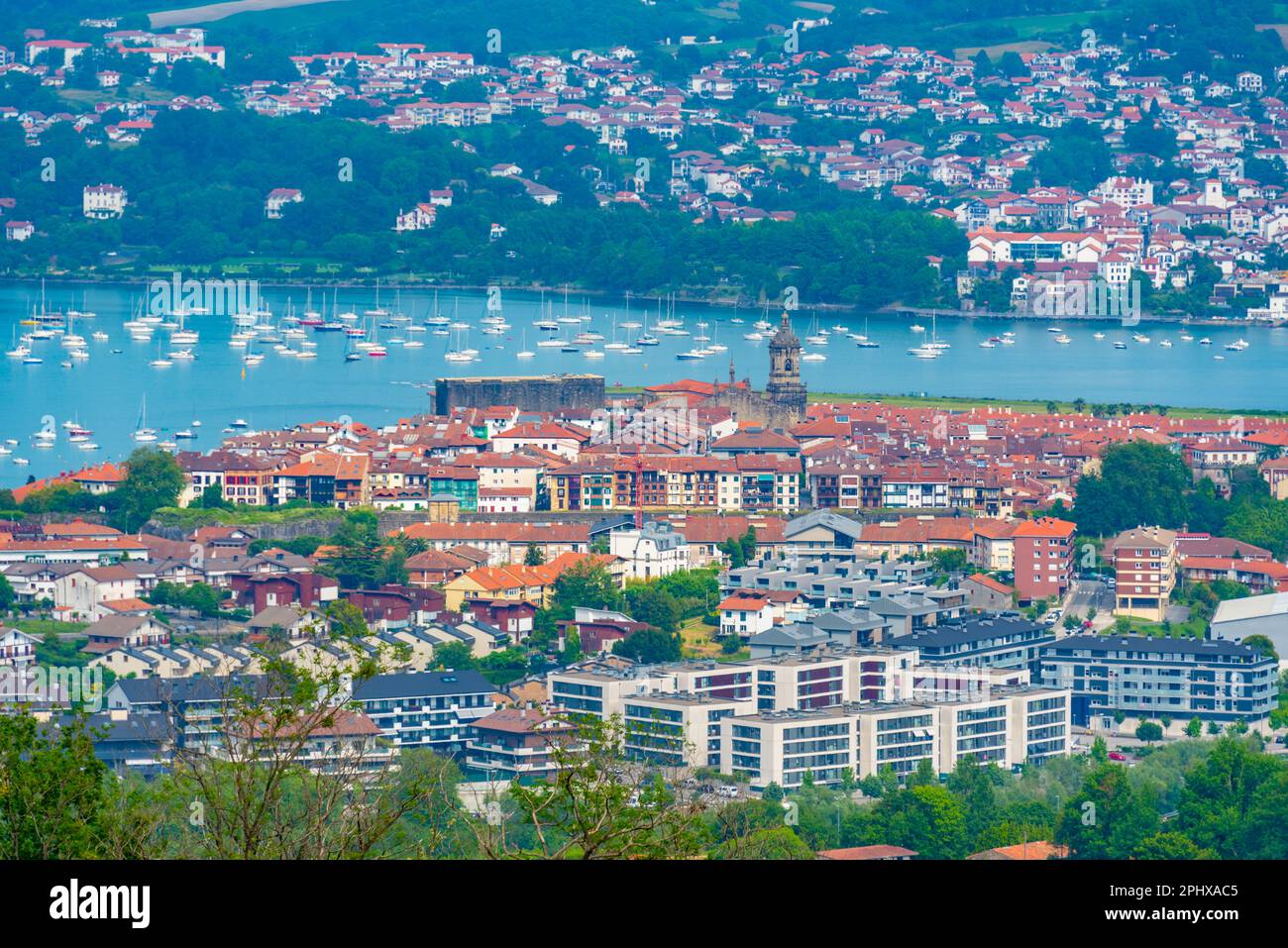 Panorama view of Irun and Hendaye towns at border between Spain and ...