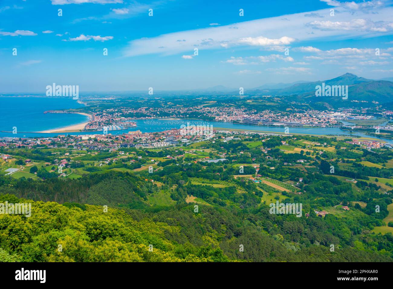 Panorama view of Irun and Hendaye towns at border between Spain and ...