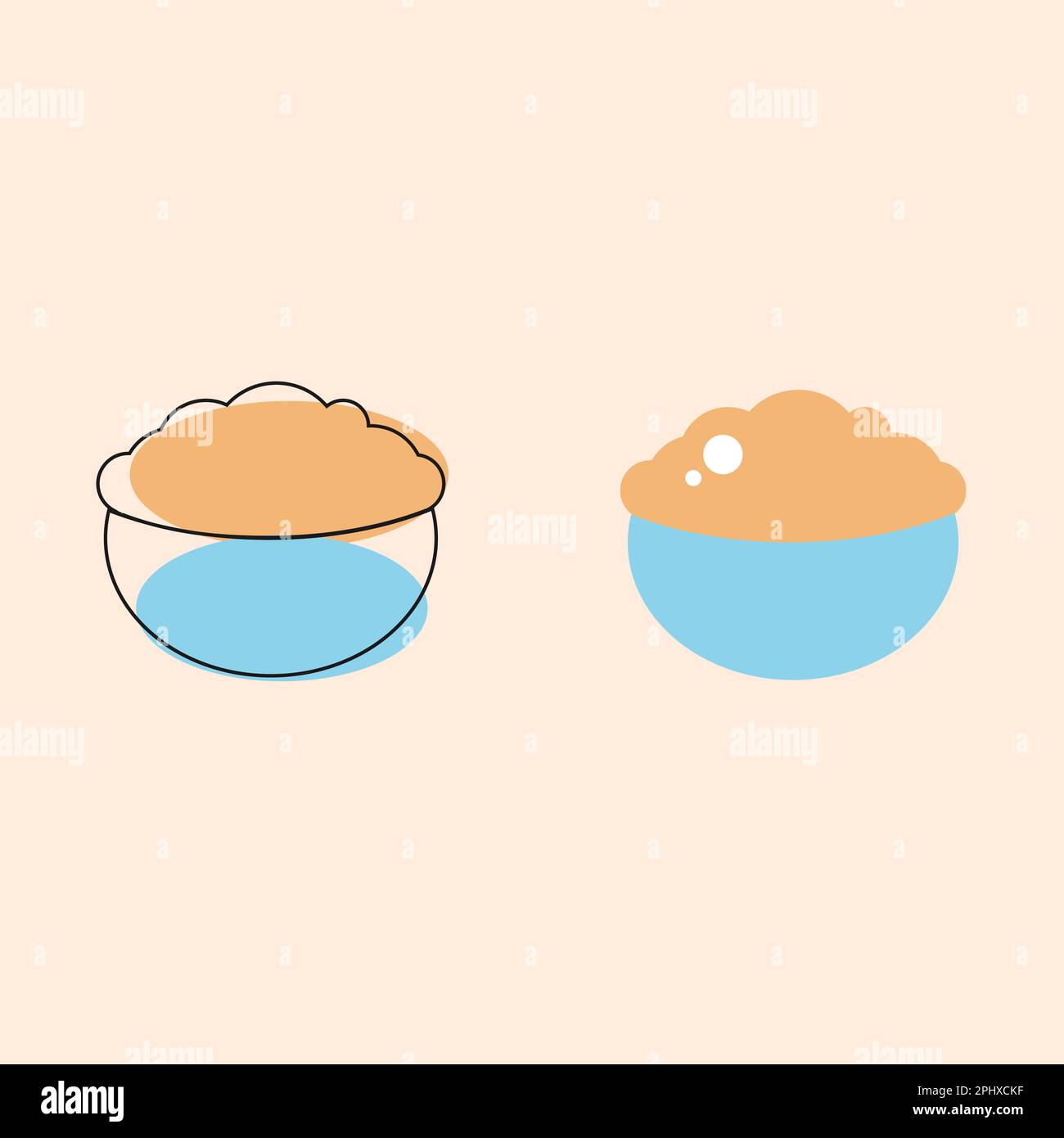 Oatmeal porridge line icon logo, vector illustration, oatmeal in blue ...