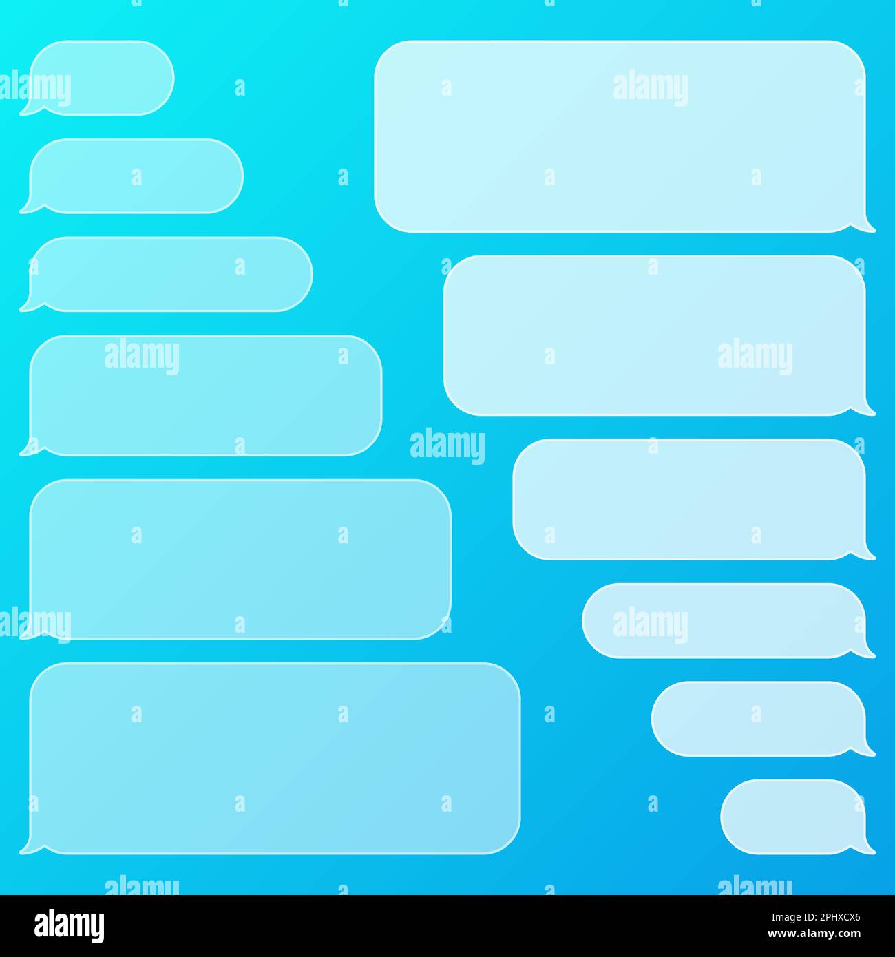 Blank transparent various message bubbles on colorful background. Chat or messenger speech ...