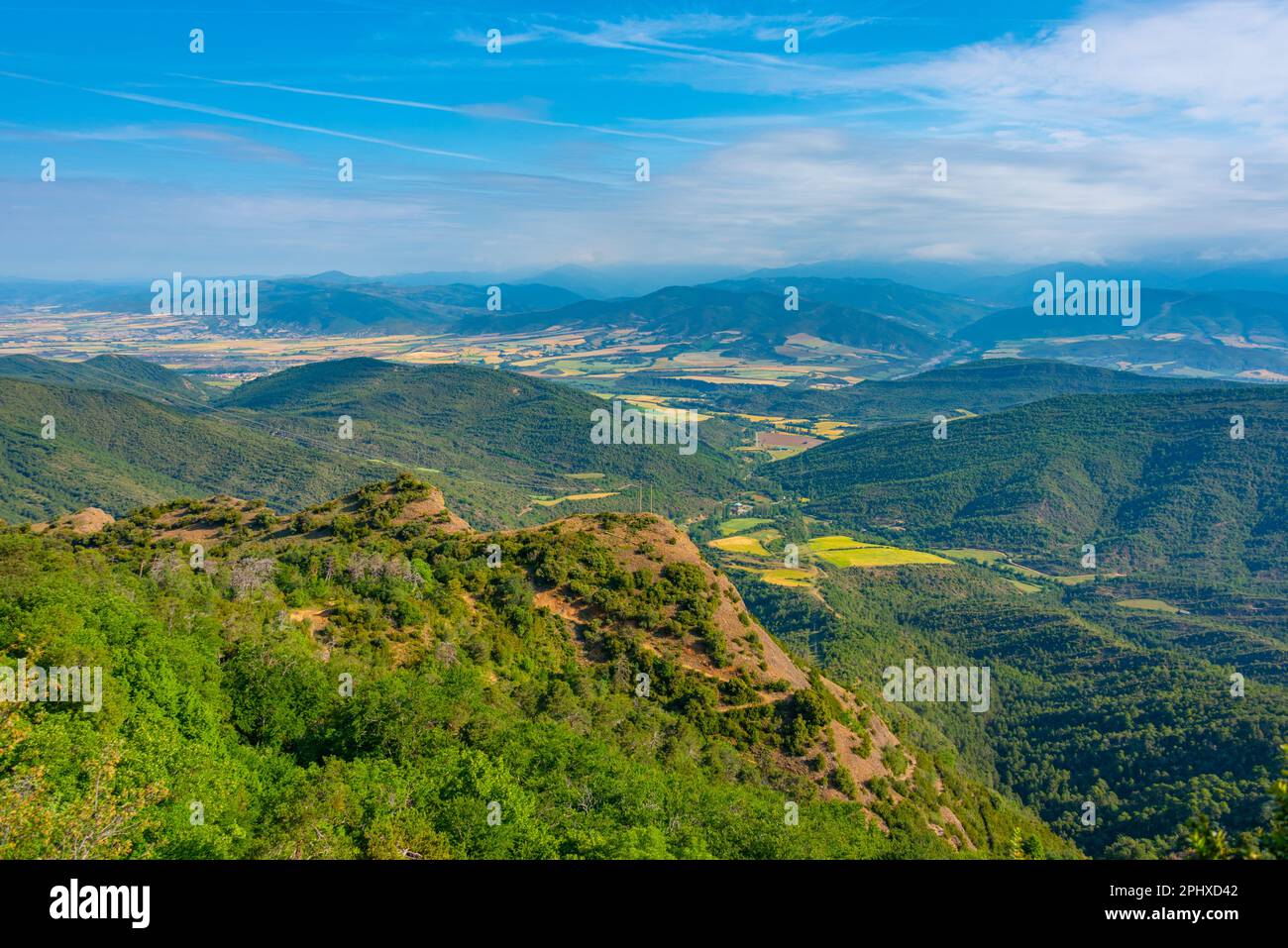 Panorama of Pyrenees near Spanish village Jaca Stock Photo - Alamy