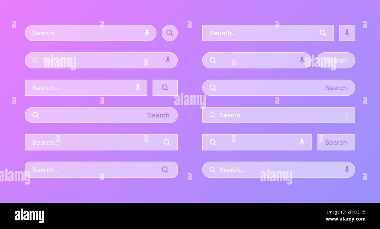 Various transparent search bar templates. Internet browser engine with ...