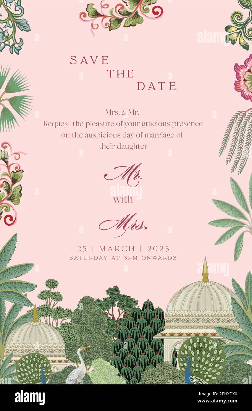 Mughal Wedding Card Design for invitation. Invitation card with ...