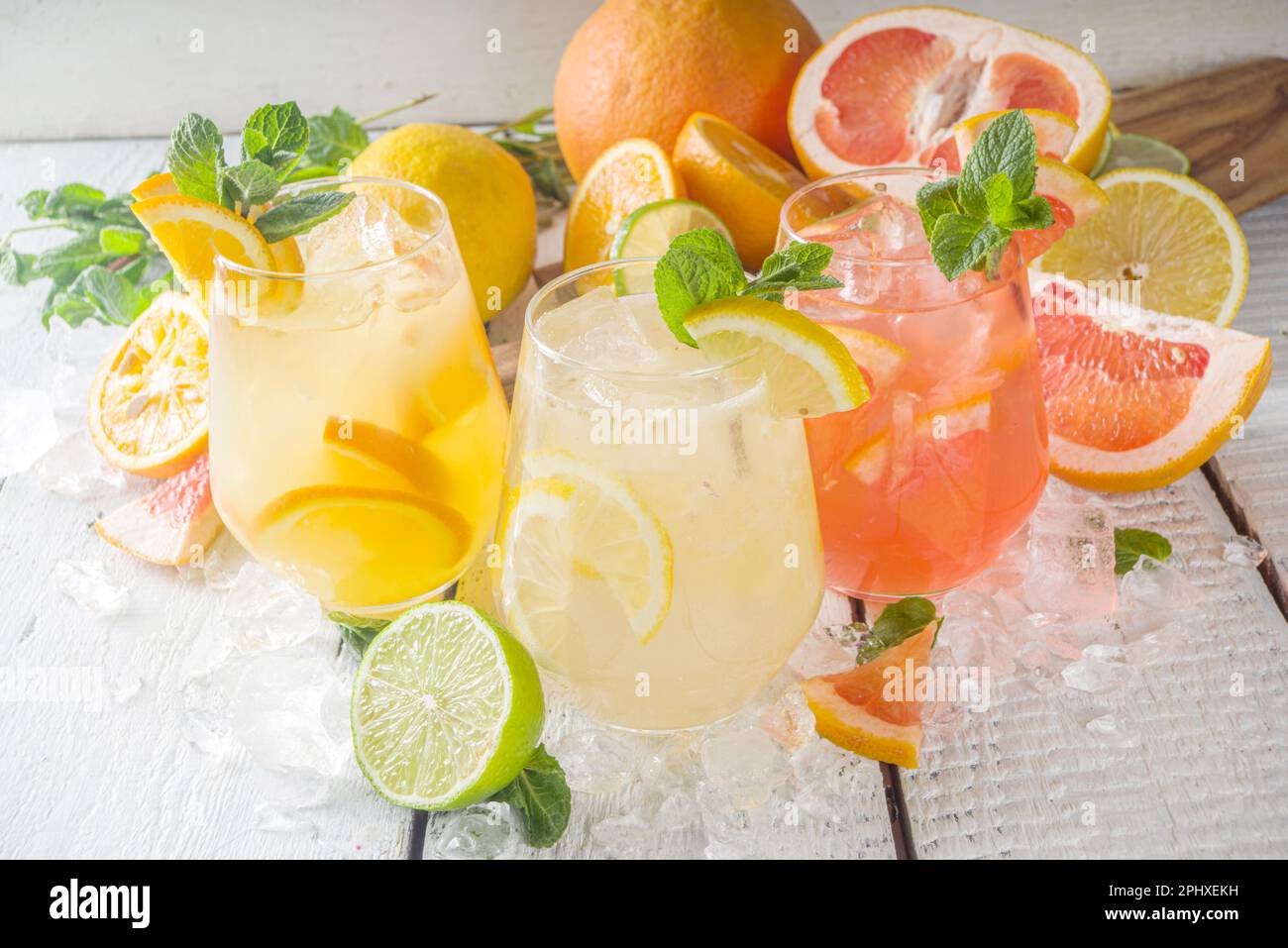 Summer cold drinks, fruit lemonade sangria cocktail, infused beverages ...