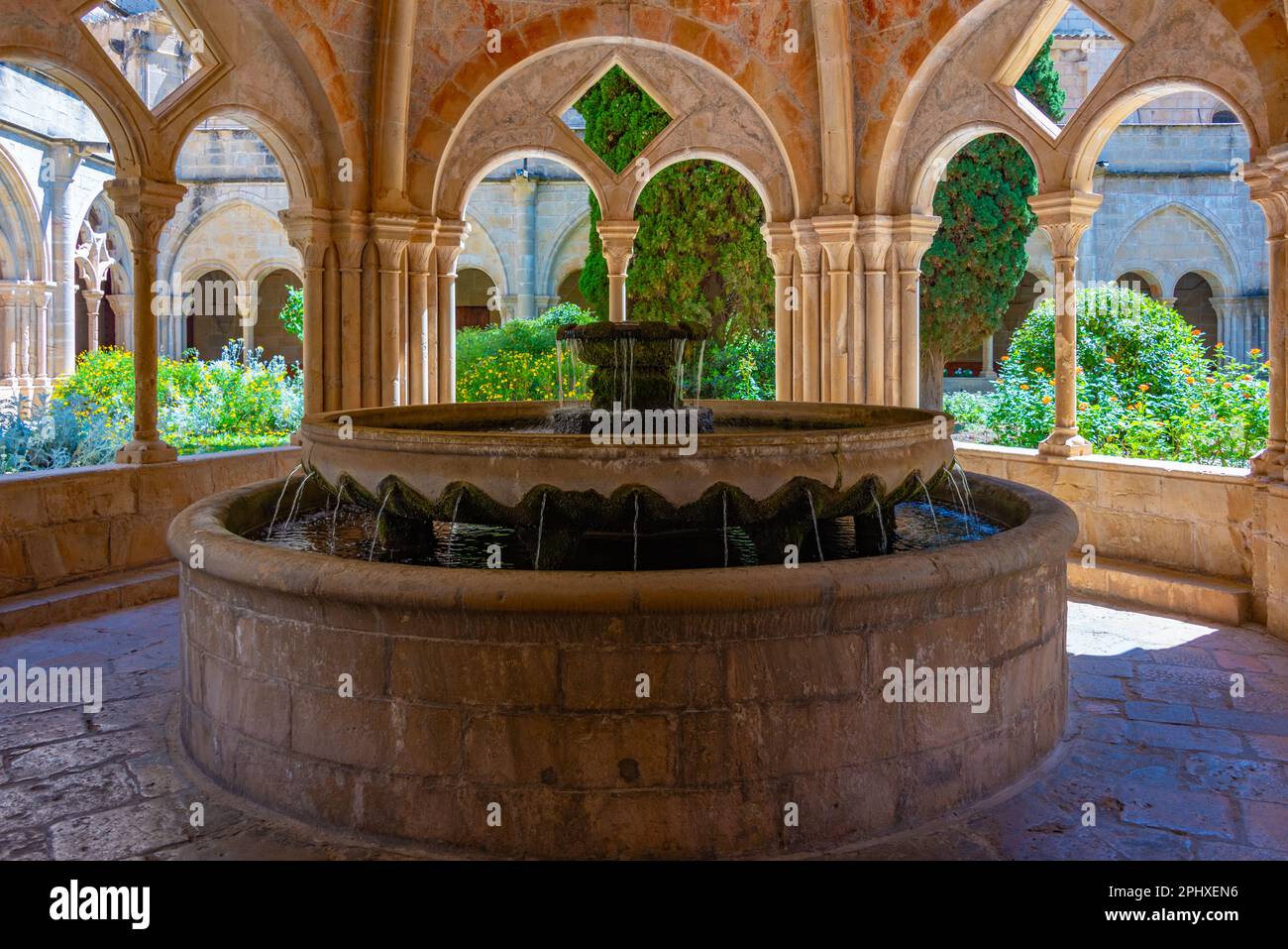 Fountain at Monastery of Santa Maria de Poblet in Spain Stock Photo - Alamy