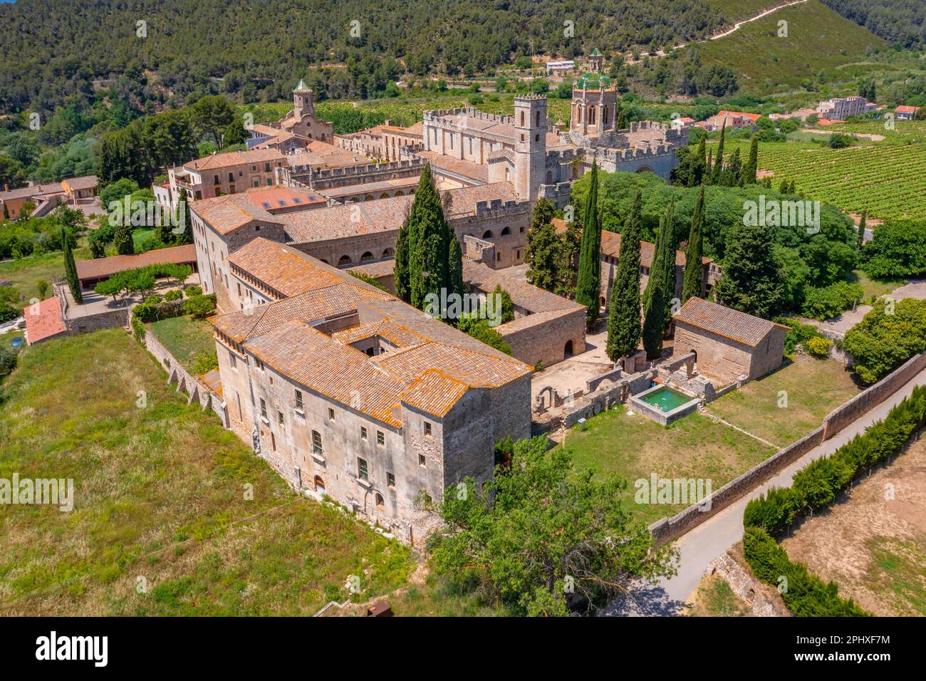 Aerial view of Monastery of Santes Creus in Spain Stock Photo - Alamy