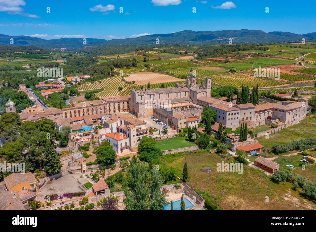 Aerial view of Monastery of Santes Creus in Spain Stock Photo - Alamy