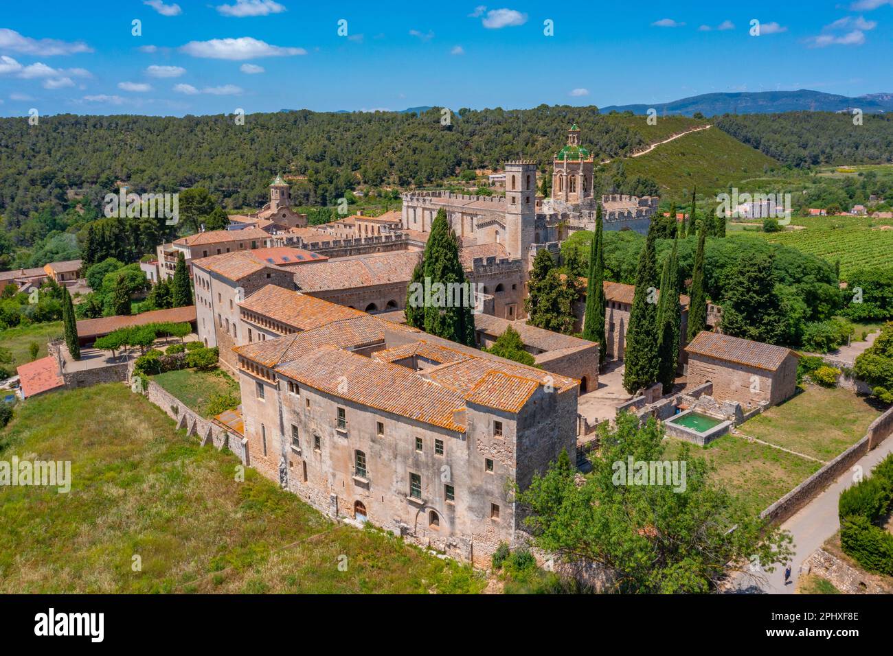 Aerial View Of Monastery Of Santes Creus In Spain Stock Photo Alamy