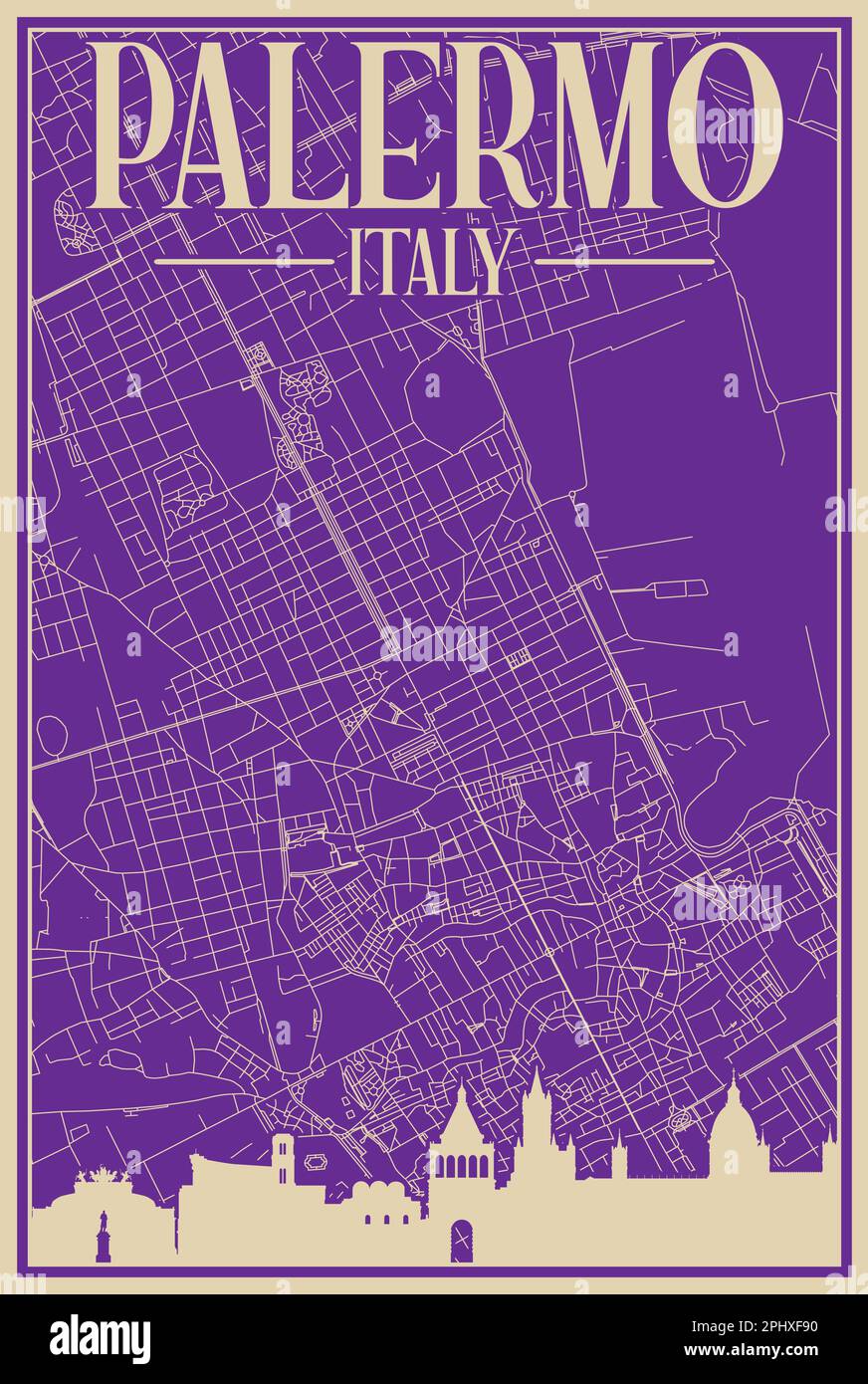 Road network poster of the downtown PALERMO, ITALY Stock Vector Image ...