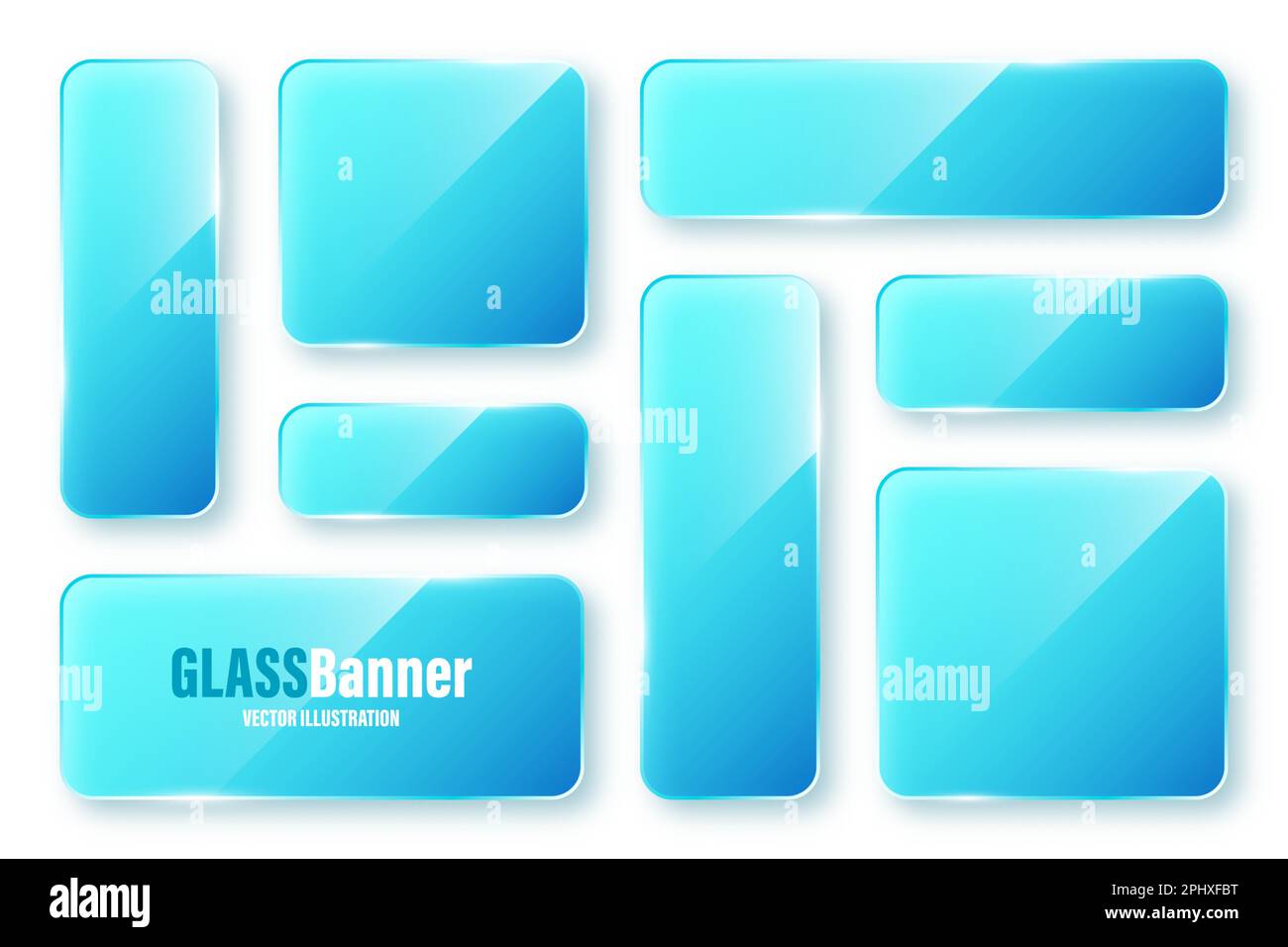 Realistic isolated glass frames collection. Blue transparent glass ...