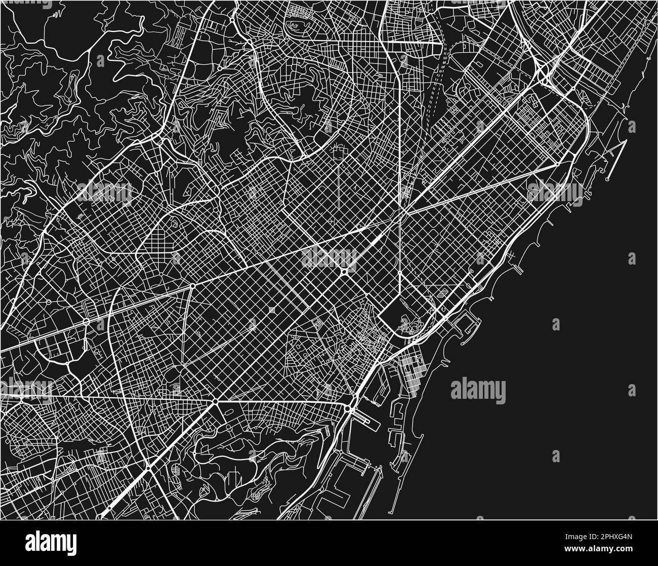 Black and white vector city map of Barcelona with well organized separated layers Stock Vector ...