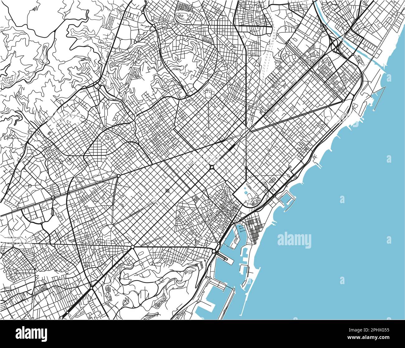 Black and white vector city map of Barcelona with well organized separated layers Stock Vector ...