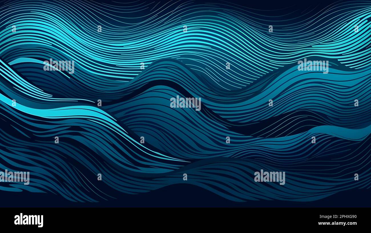 Blue abstract background with wavy lines. Vector illustration for your ...