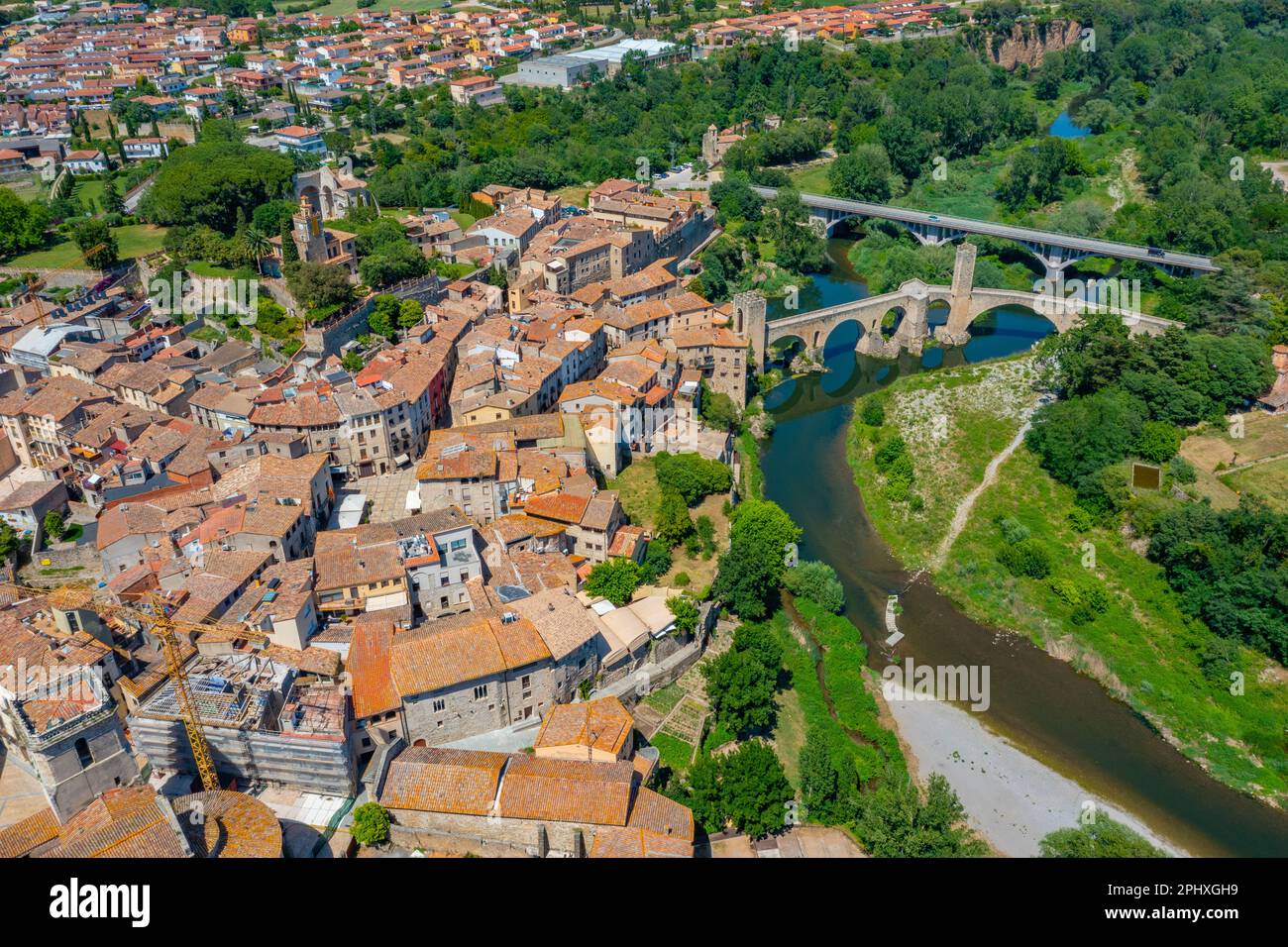 Aerial view of Spanish town Besalu Stock Photo - Alamy