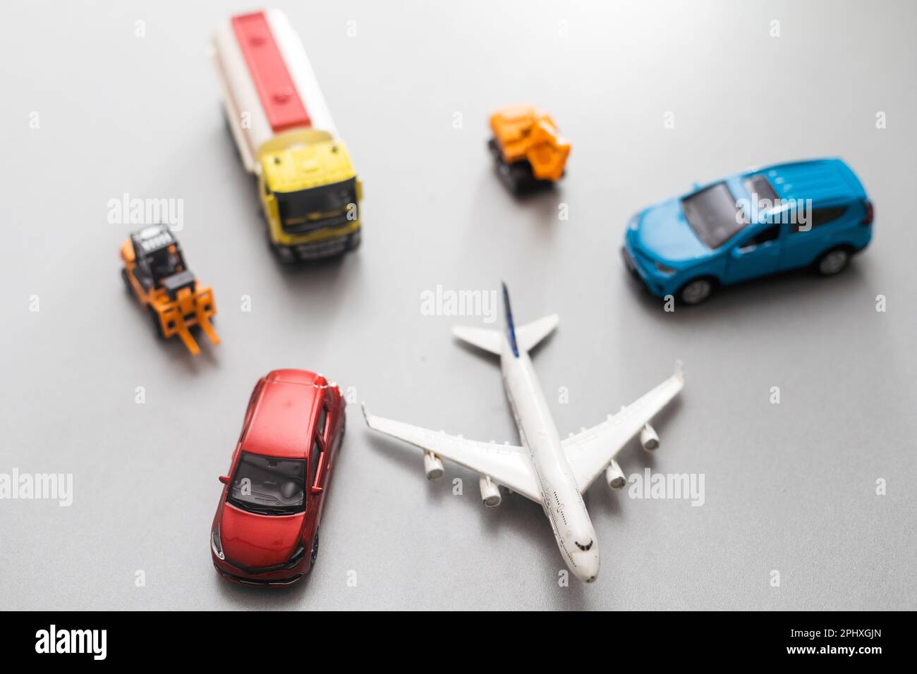 Toy car with air plane. Travel concept Stock Photo - Alamy