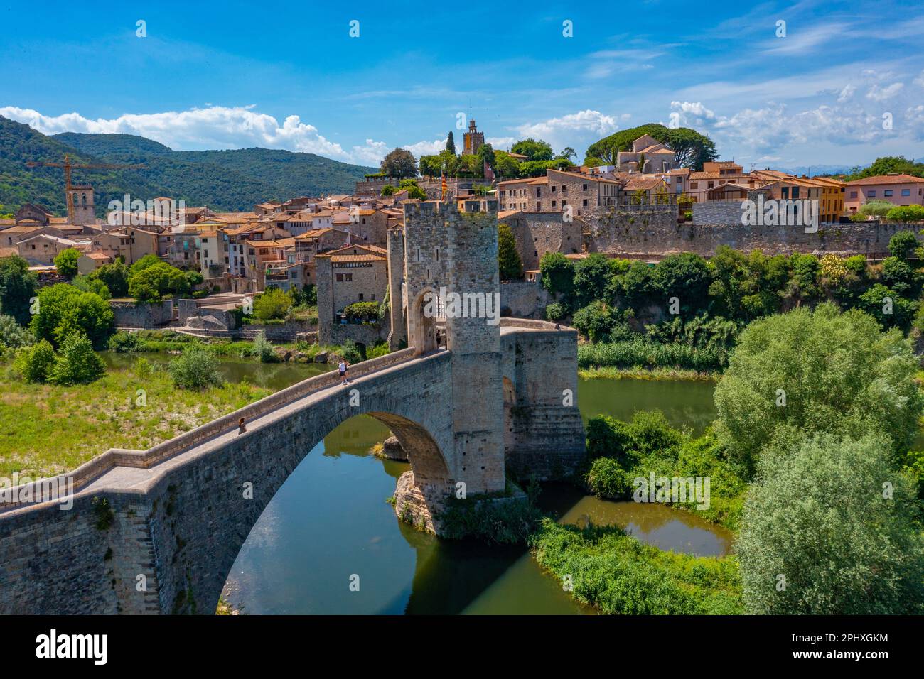 Medieval bridge in Spanish town Besalu Stock Photo - Alamy