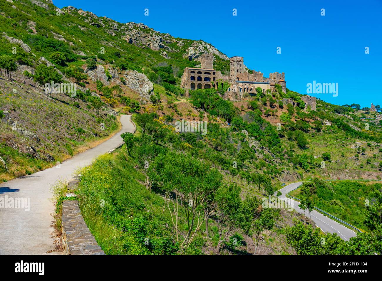 Panorama view of monastery of Sant Pere de Rodes in Spain Stock Photo ...