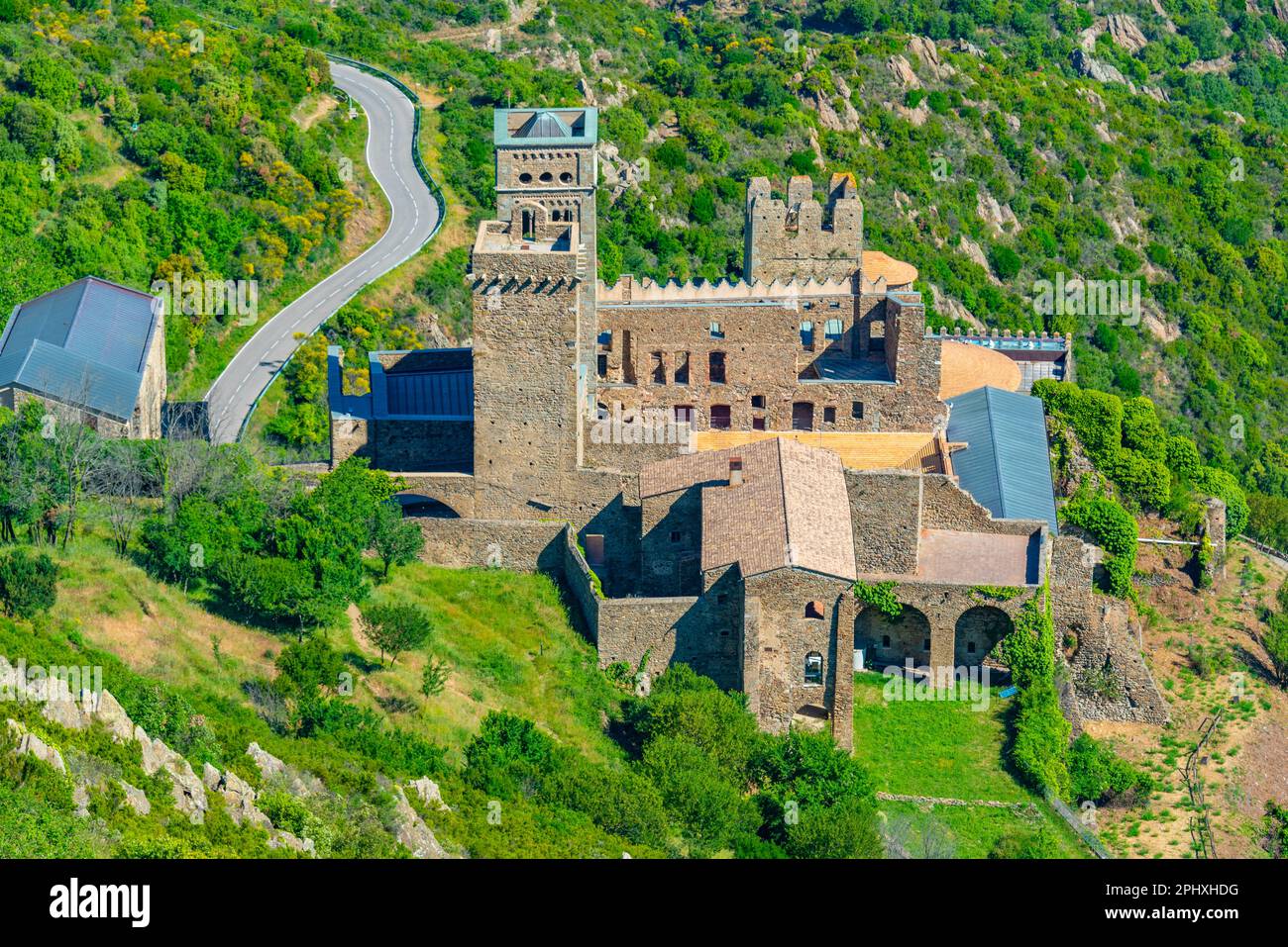 Panorama view of monastery of Sant Pere de Rodes in Spain Stock Photo ...