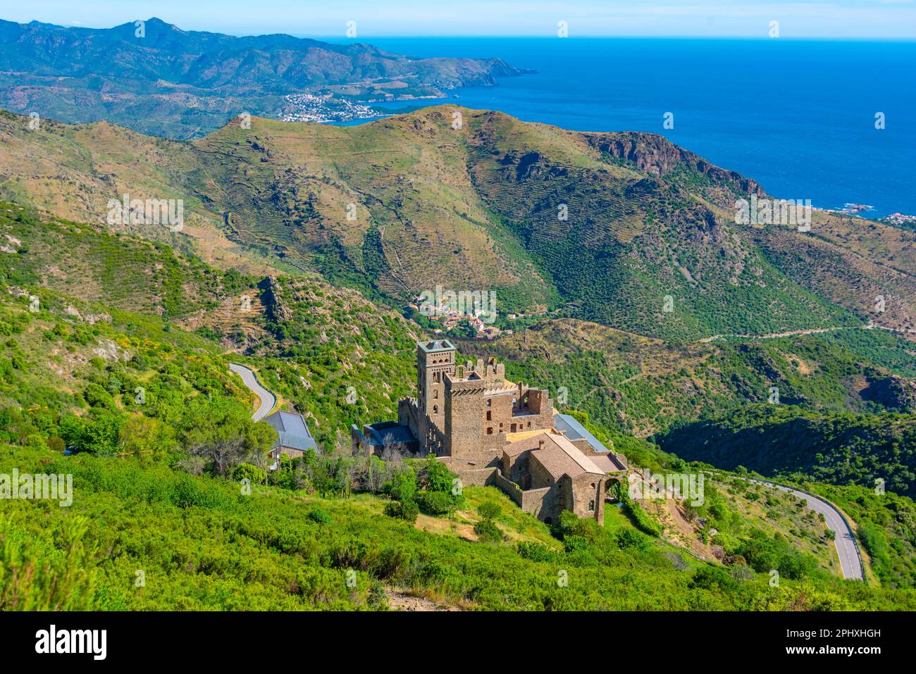 Panorama view of monastery of Sant Pere de Rodes in Spain Stock Photo ...