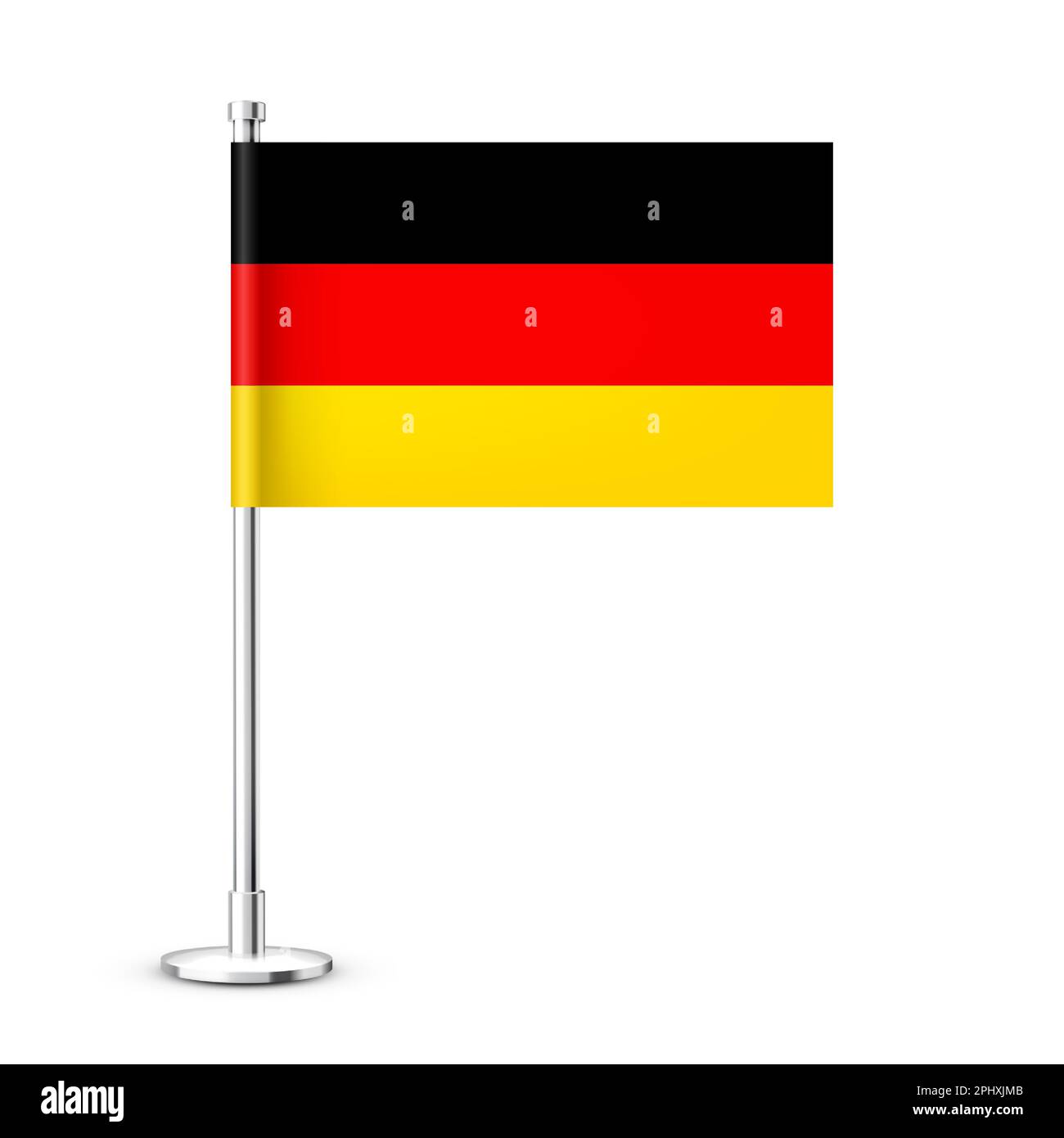 Realistic German table flag on a chrome steel pole. Souvenir from ...