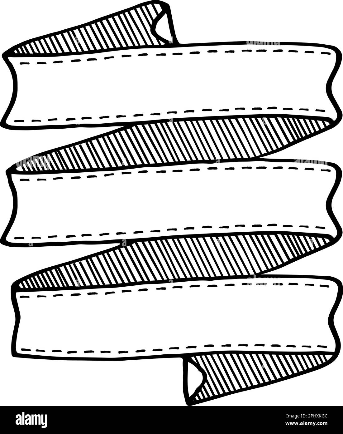 Hand drawn vintage style banner with three lines and stitches ...