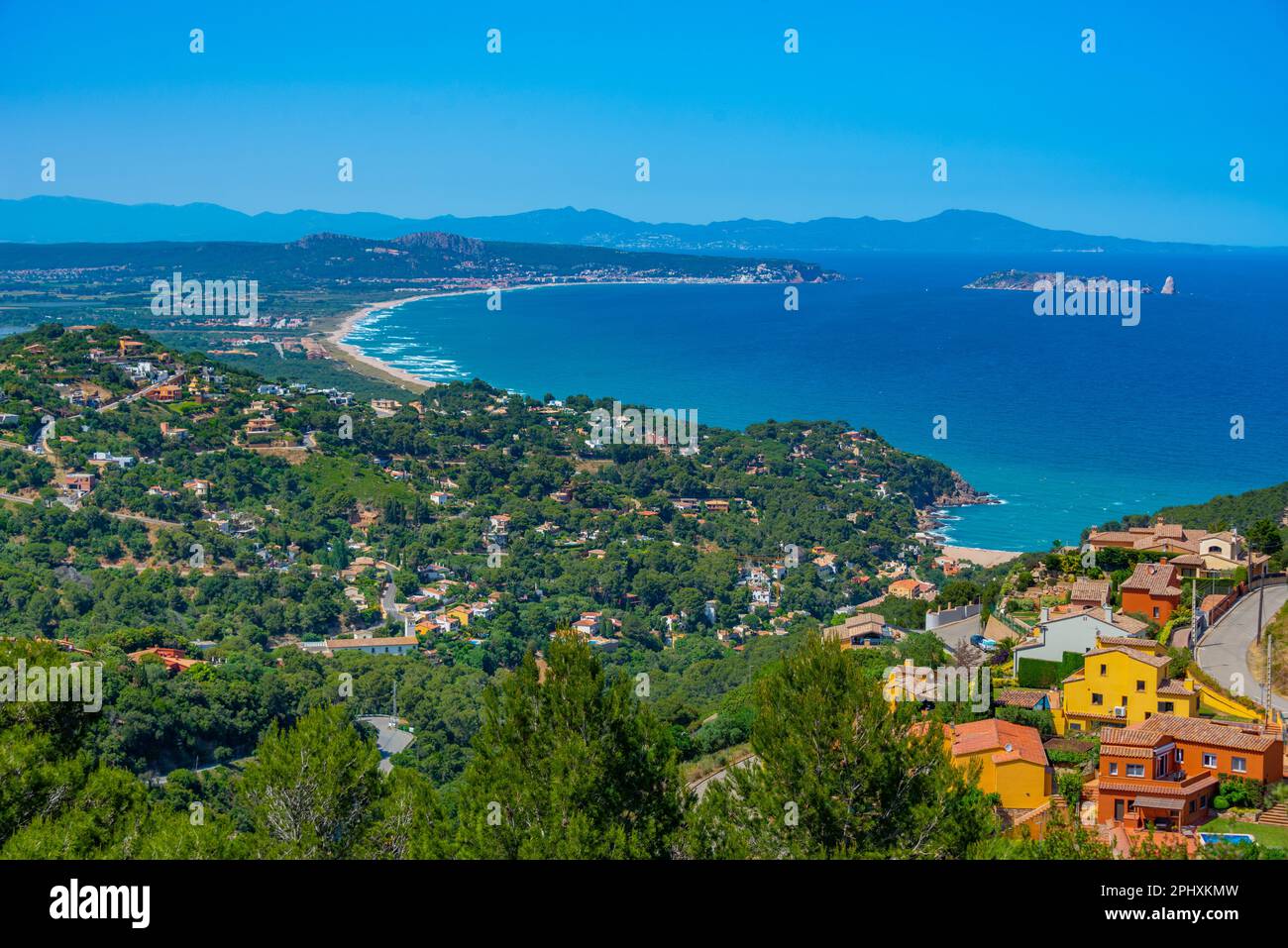 Panorama view of Catalan coastline from Begur castle Stock Photo - Alamy